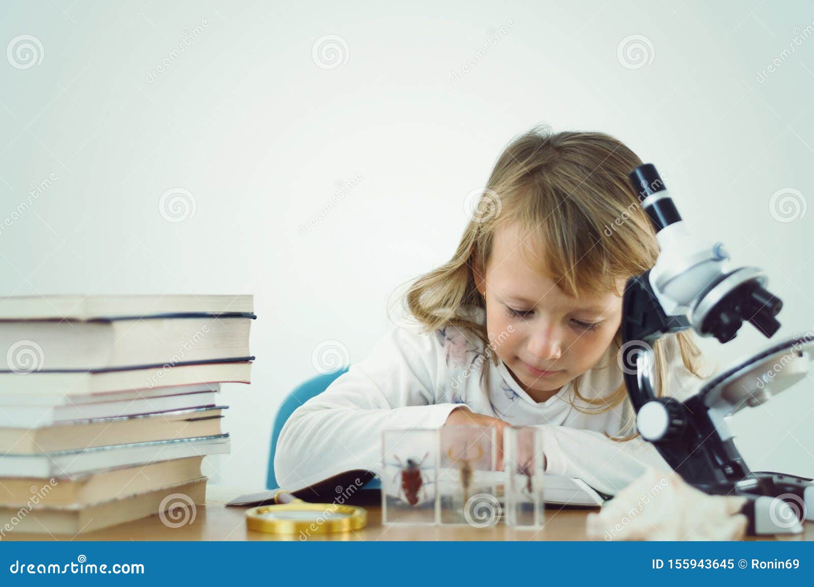 Girl Little Genius of Science Stock Image - Image of learning, girl ...
