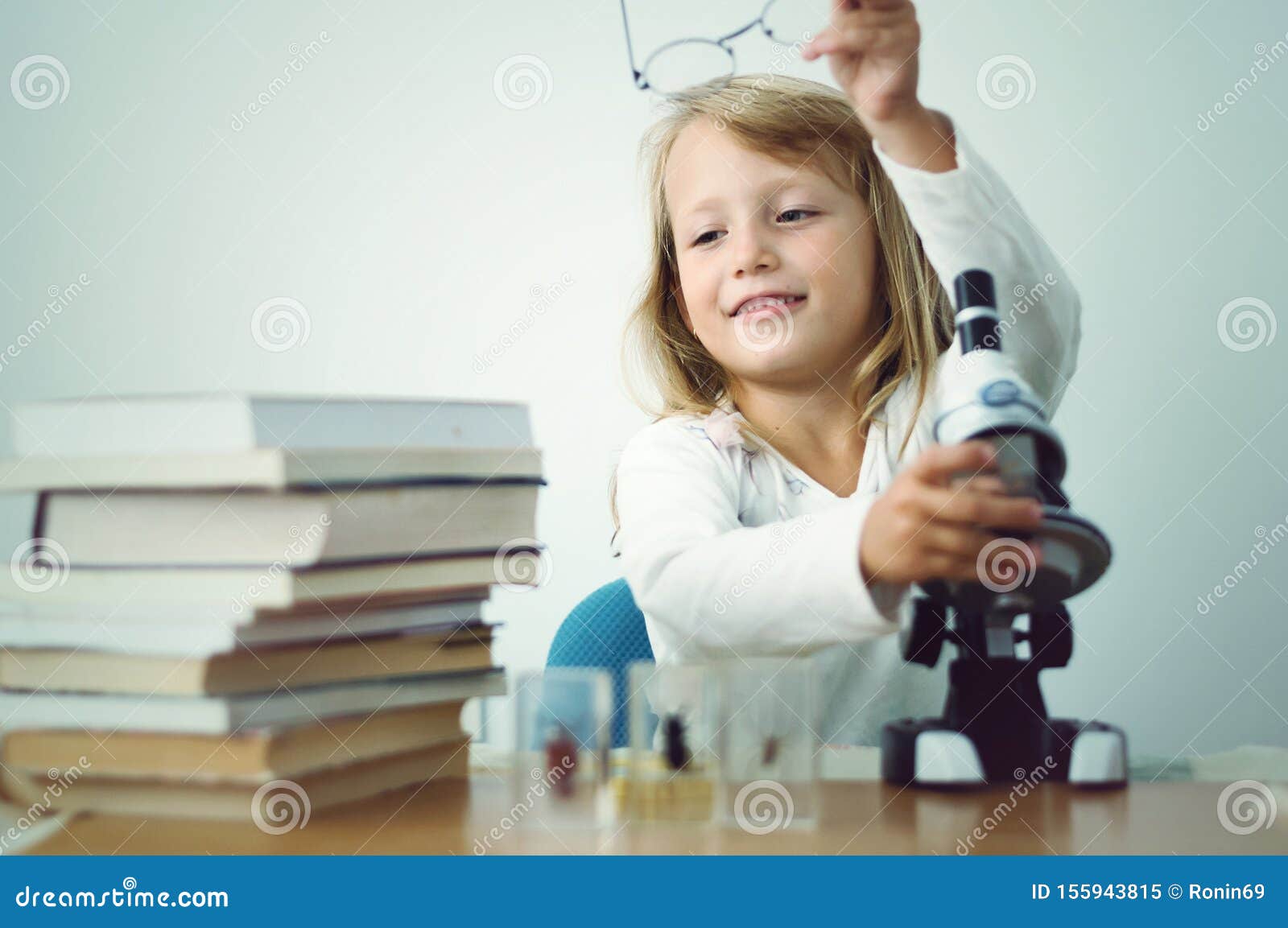 Girl Little Genius of Science Stock Image - Image of scientific ...