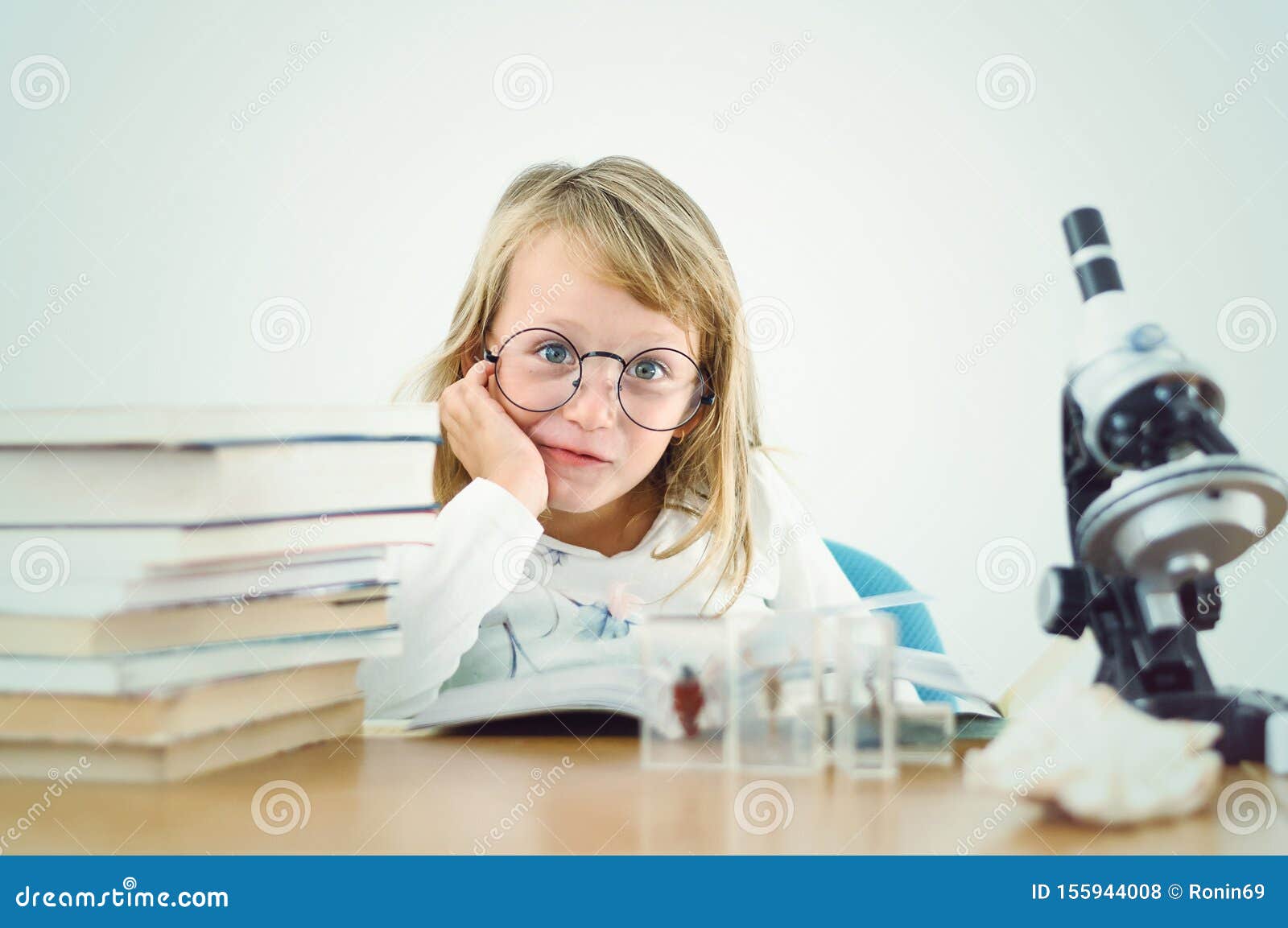 Girl Little Genius of Science Stock Photo - Image of concept, child ...