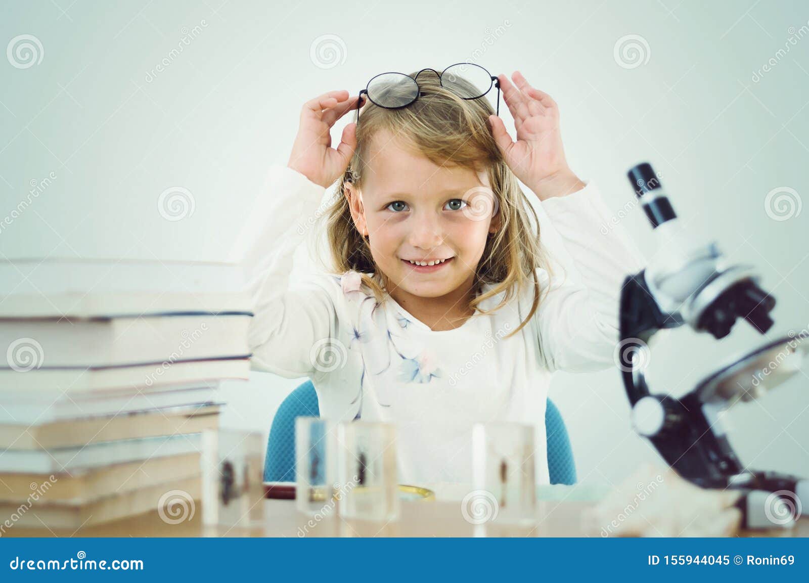 Girl Little Genius of Science Stock Image - Image of science, school ...