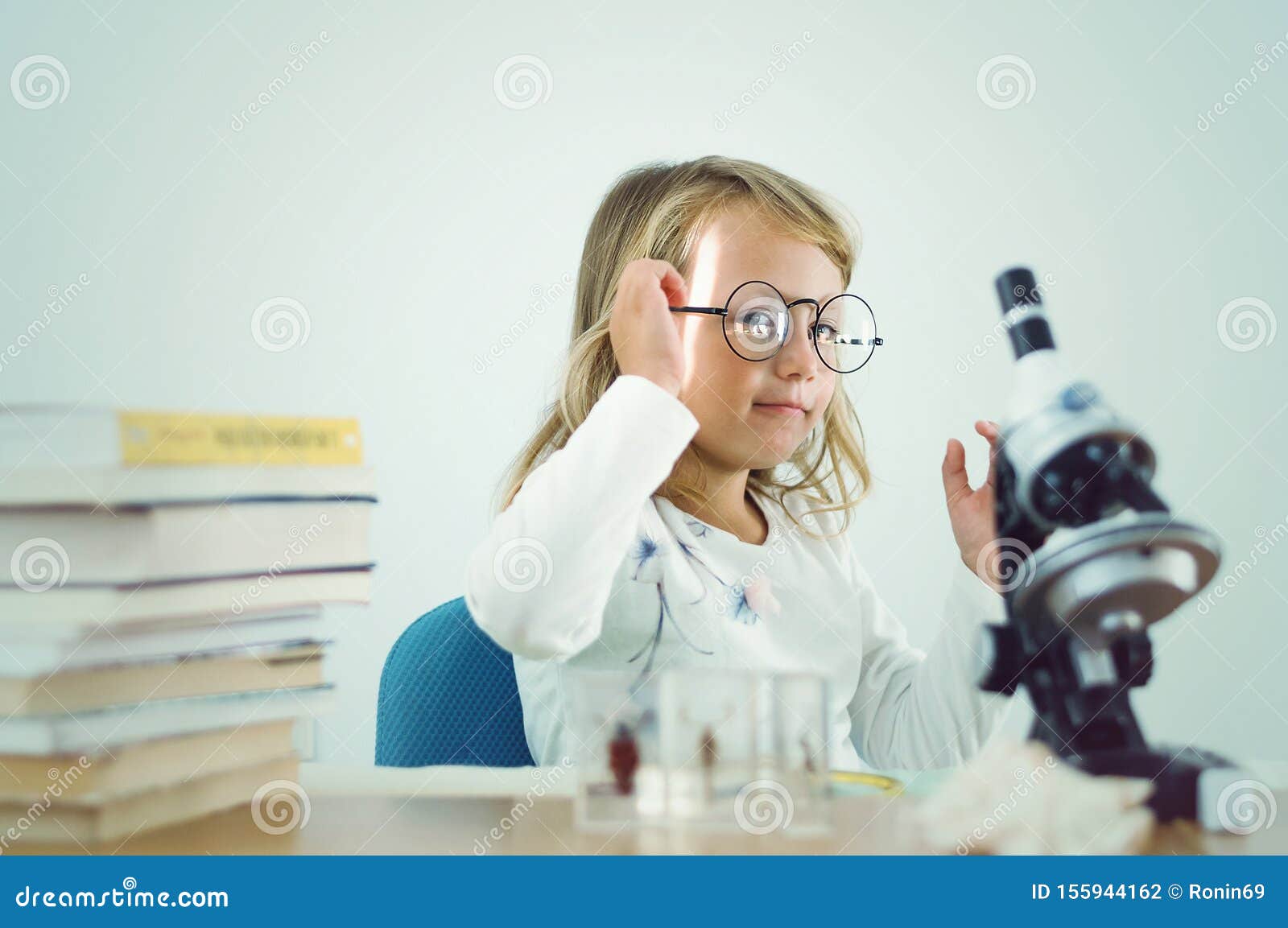 Girl Little Genius of Science Stock Photo - Image of girl, learning ...