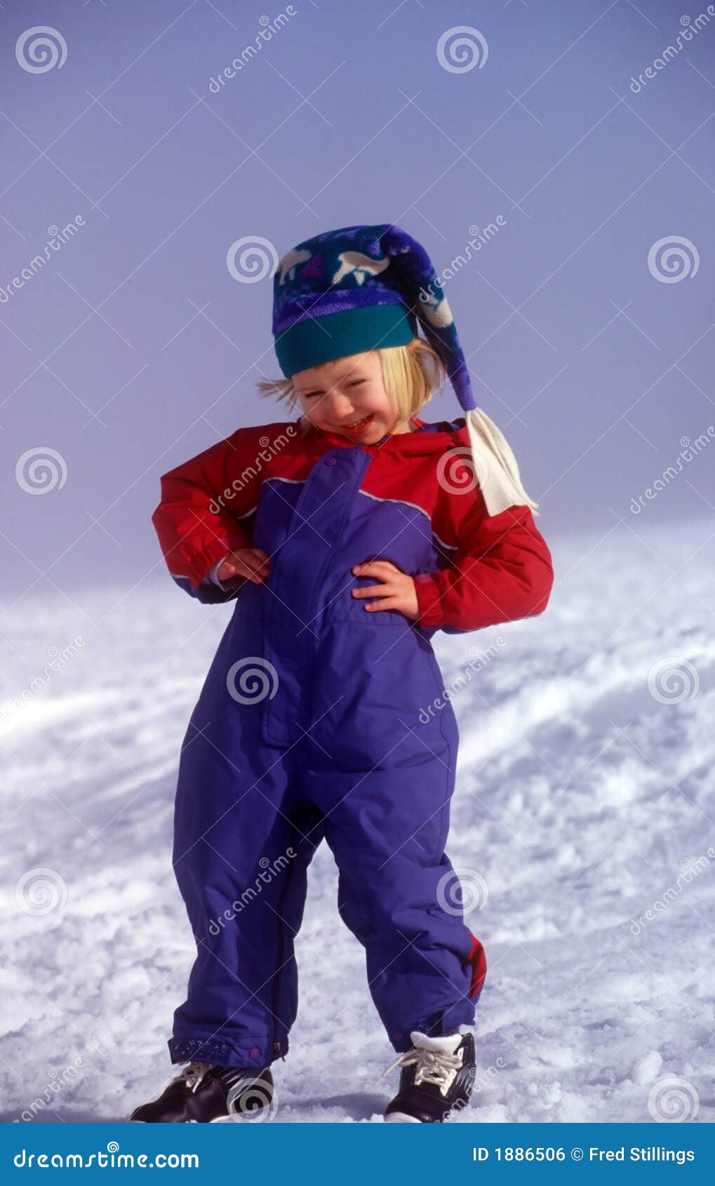 Little Girl Playing in Snow Stock Photo - Image of friendly, diversion ...