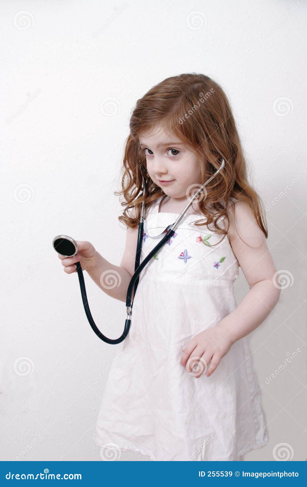Little Girl Playing with Stethoscope Stock Image - Image of girl ...