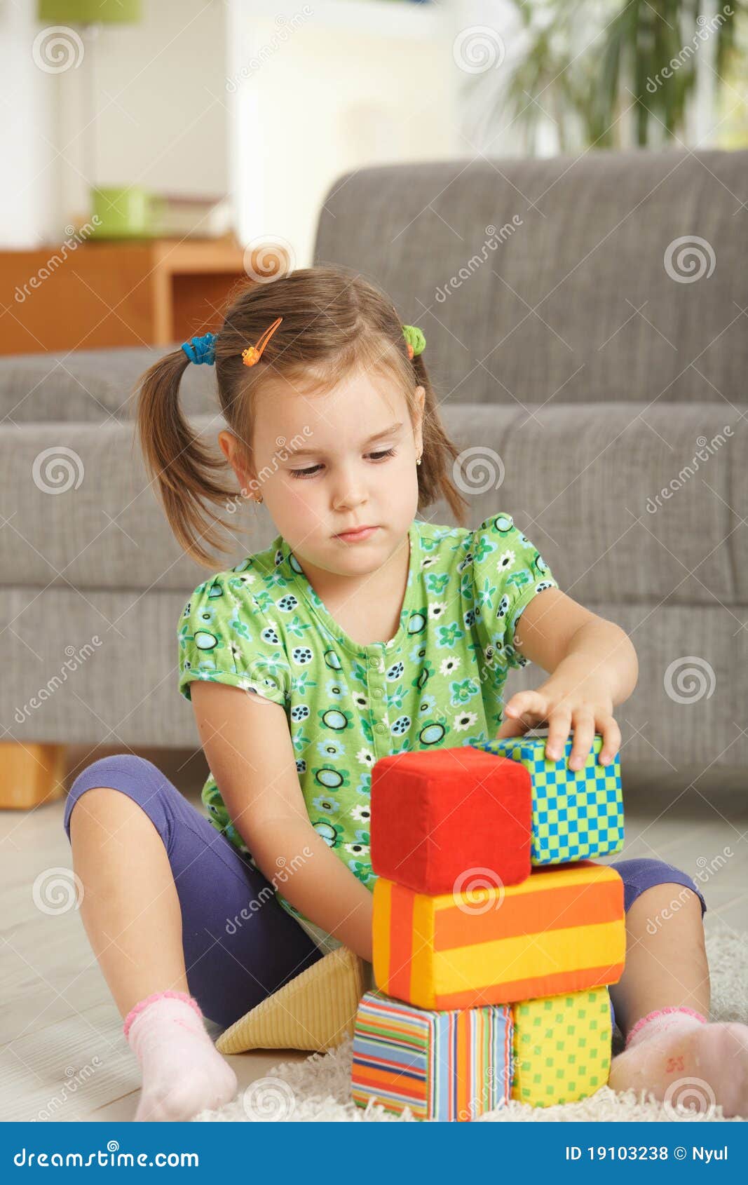 Little Girl Playing with Toy Blocks Stock Photo - Image of children ...
