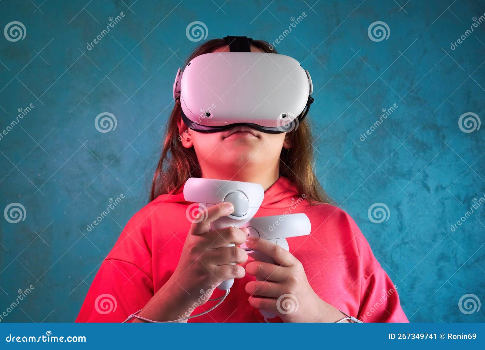 Little Girl Playing with VR Glasses Stock Image - Image of technology ...