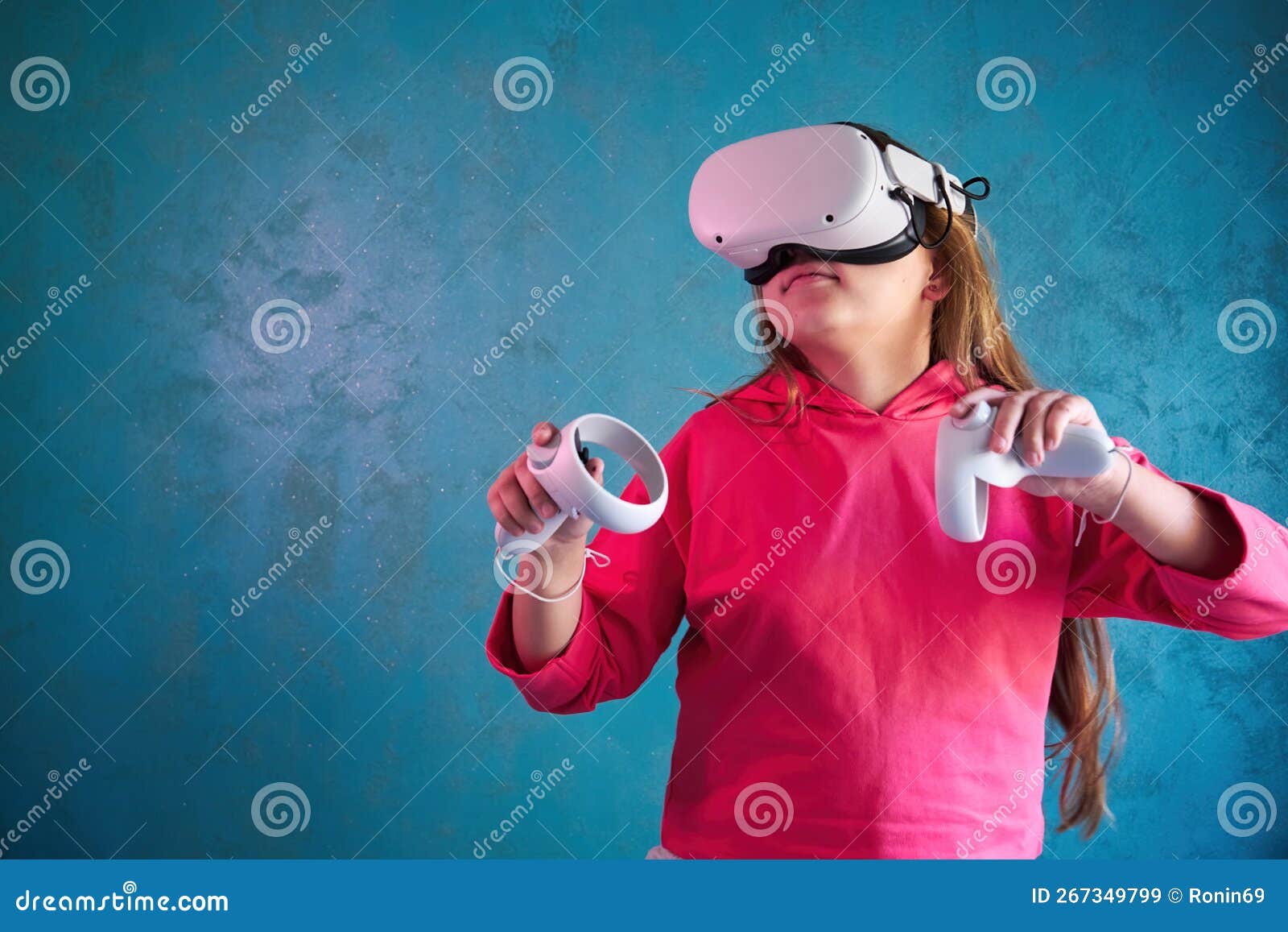 Little Girl Playing with VR Glasses Stock Image - Image of young ...