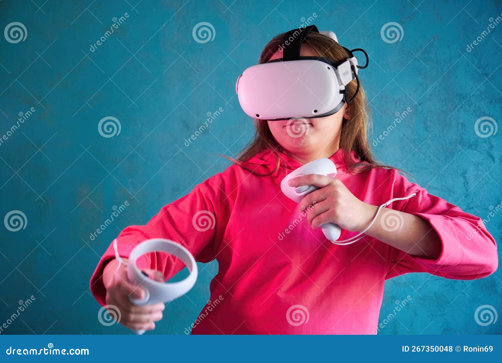 Little Girl Playing with VR Glasses Stock Photo - Image of simulation ...
