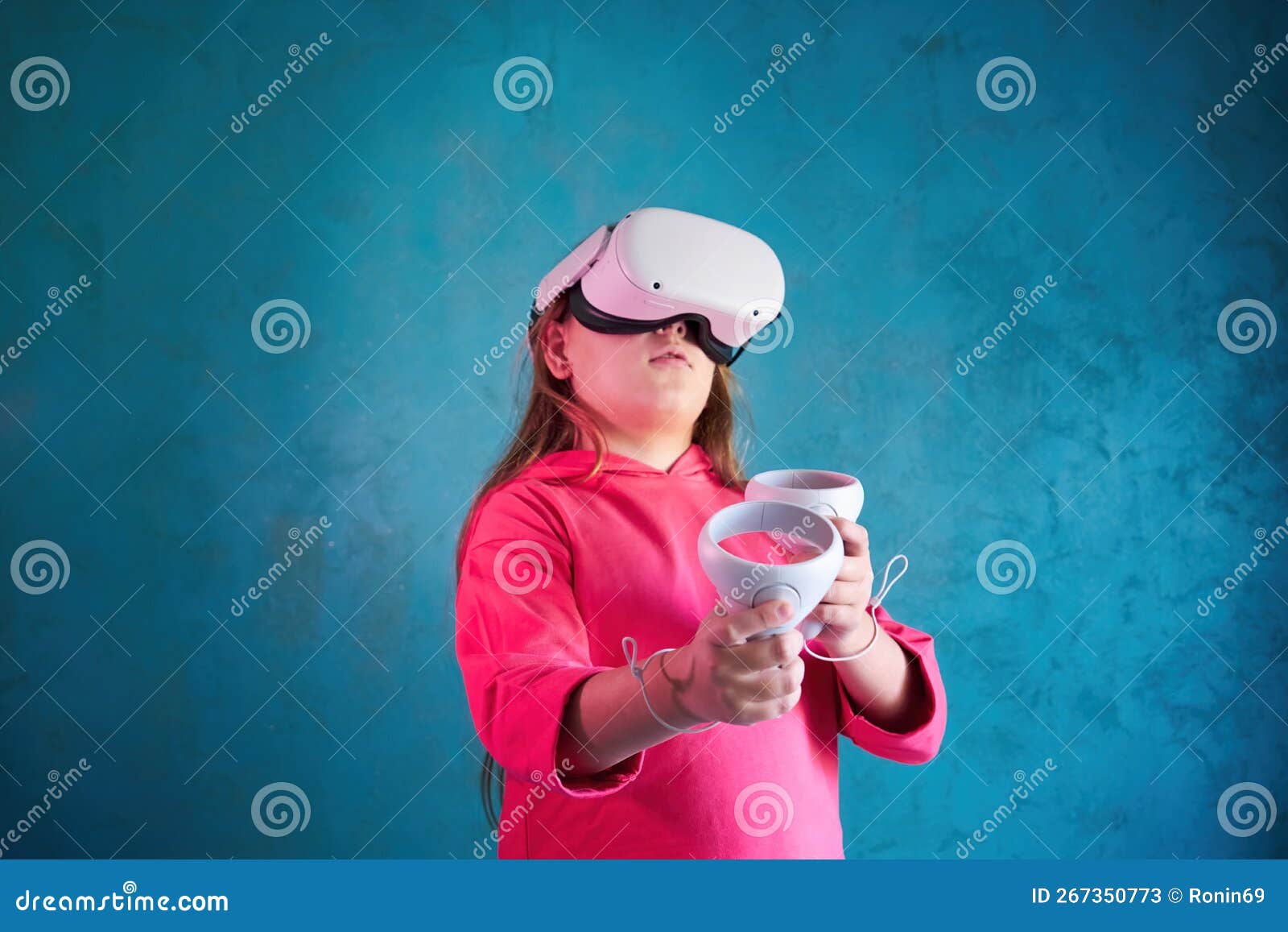 Little Girl Playing with VR Glasses Stock Image - Image of education ...
