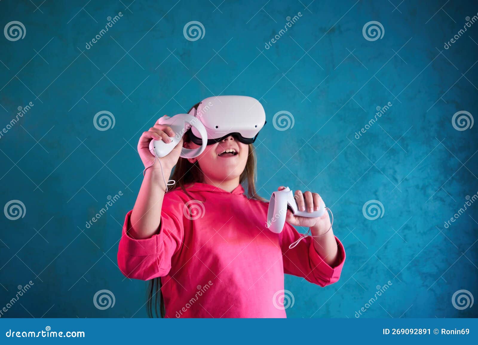 Little Girl Playing with VR Glasses Stock Image - Image of simulation ...