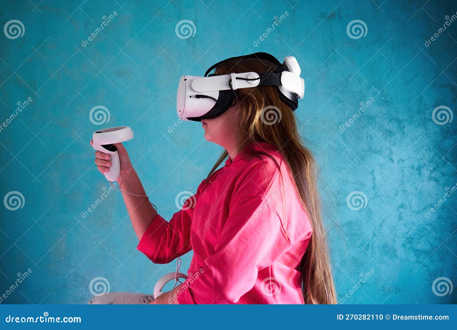 Little Girl Playing with VR Glasses Stock Photo - Image of digital ...