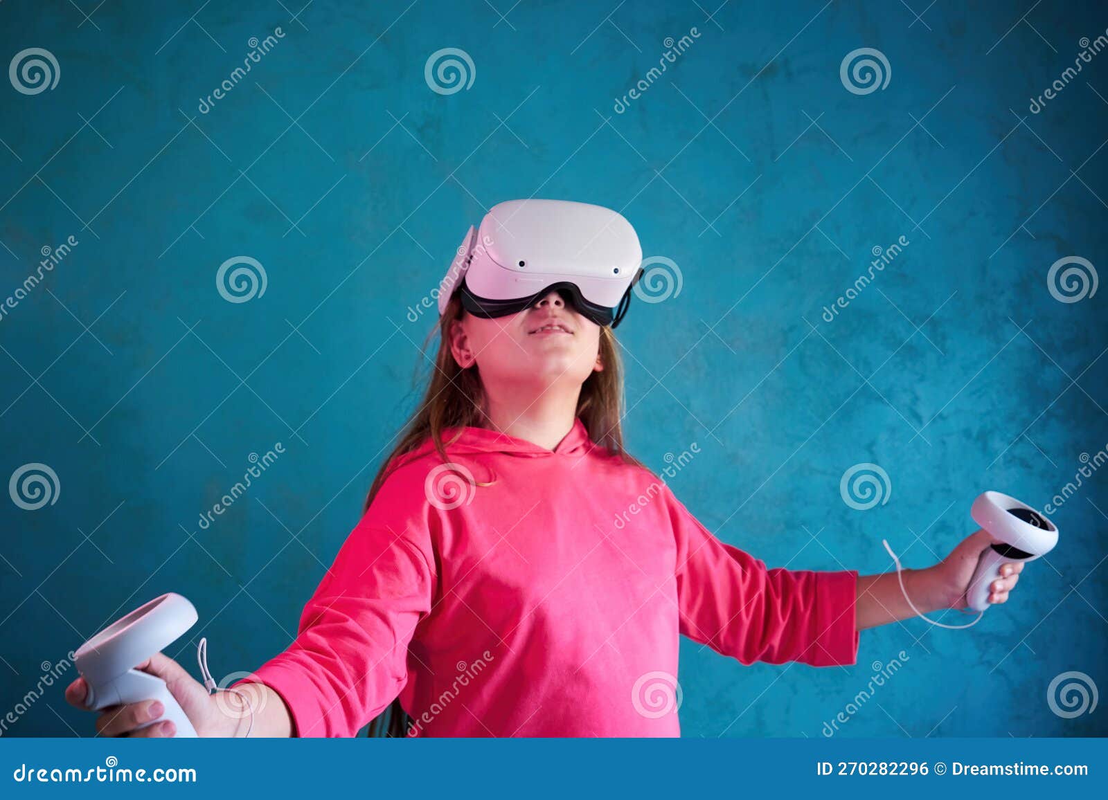 Little Girl Playing with VR Glasses Stock Photo - Image of game, young ...