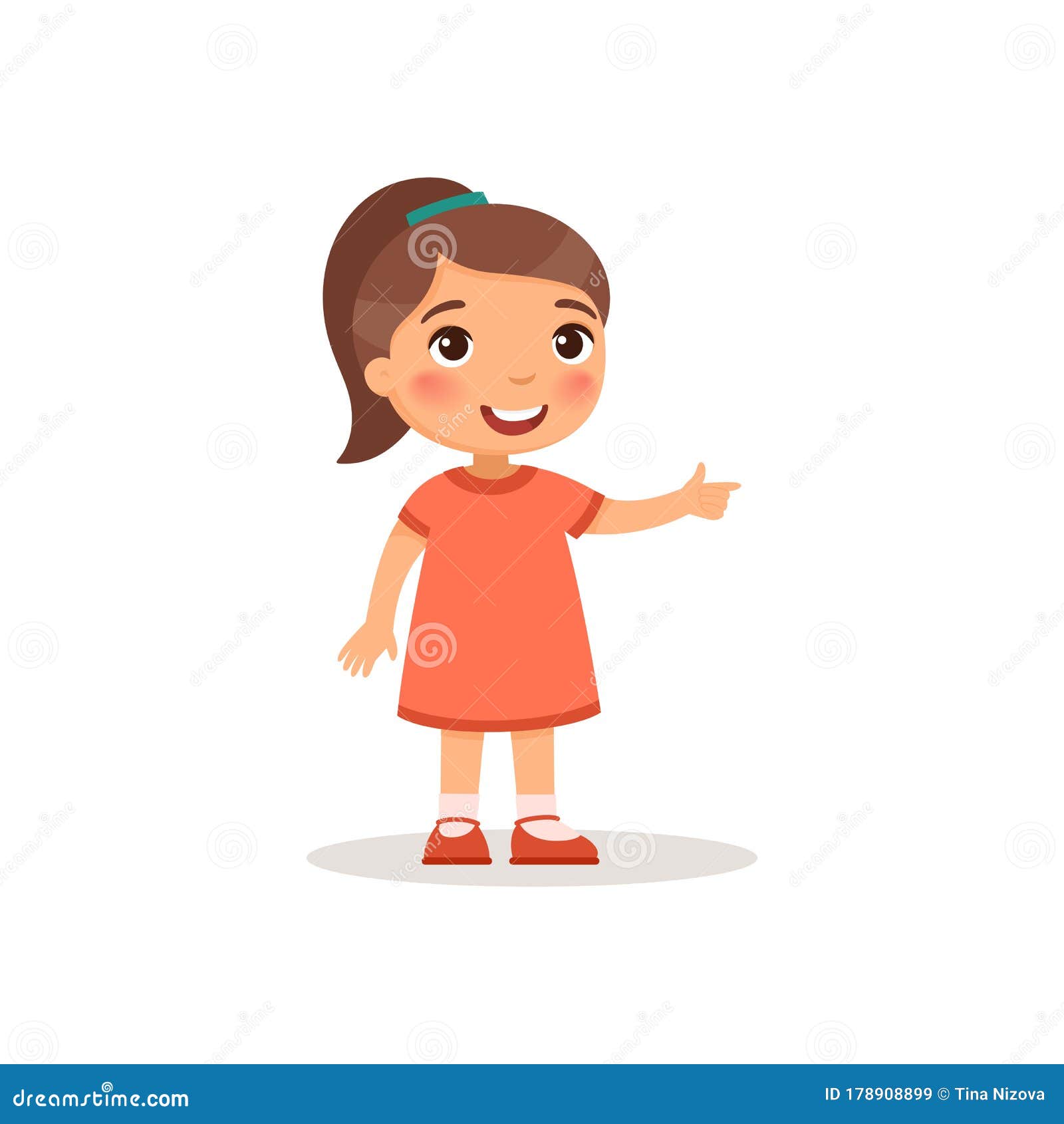 Little Girl Pointing with Index Finger Flat Vector Illustration. Stock ... Little Girl Pointing with Index Finger Flat Vector Illustration. Stock ...