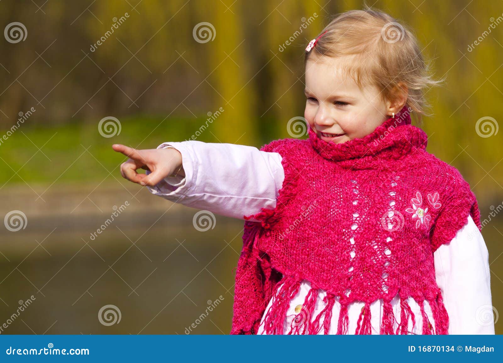Little Girl Pointing on Something. Stock Photo - Image of colorful ...