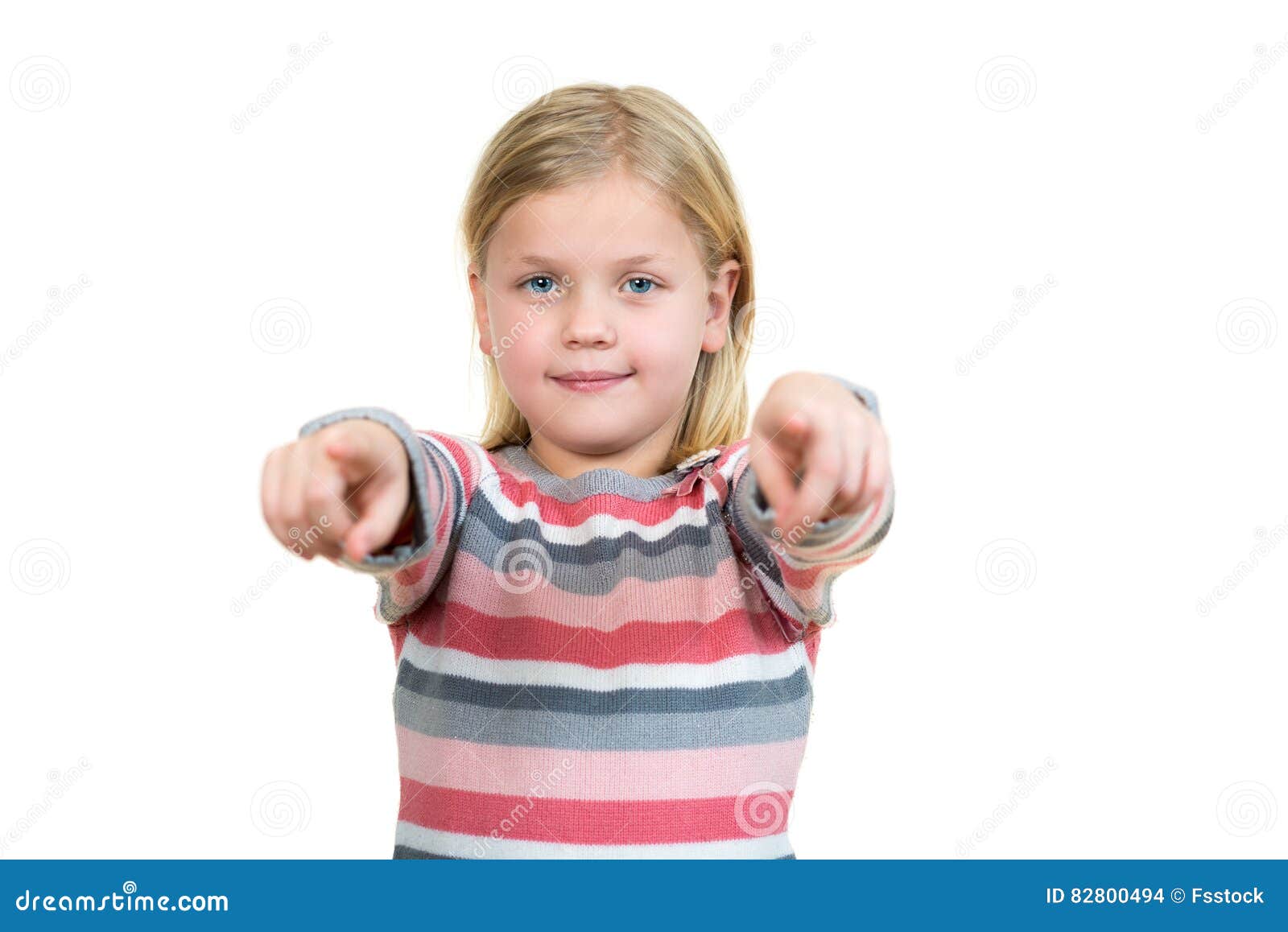 Little Girl Pointing on Something with Hand Stock Photo - Image of ...
