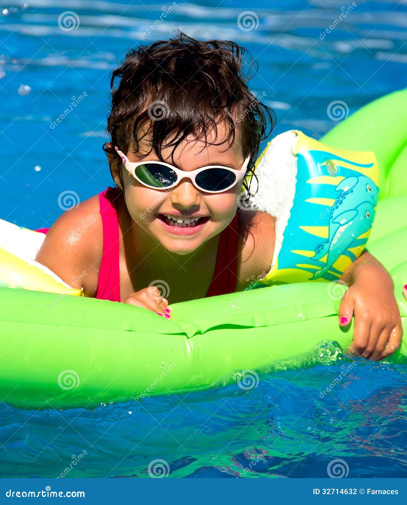 Little girl in a pool stock photo. Image of float, infant - 32714632