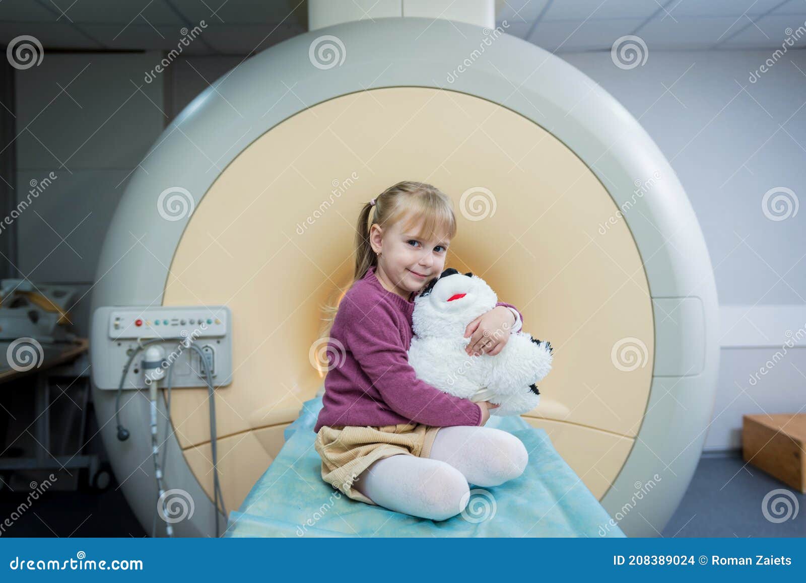 The Little Girl Posing at Camera before MRI Brain Examination Stock ...