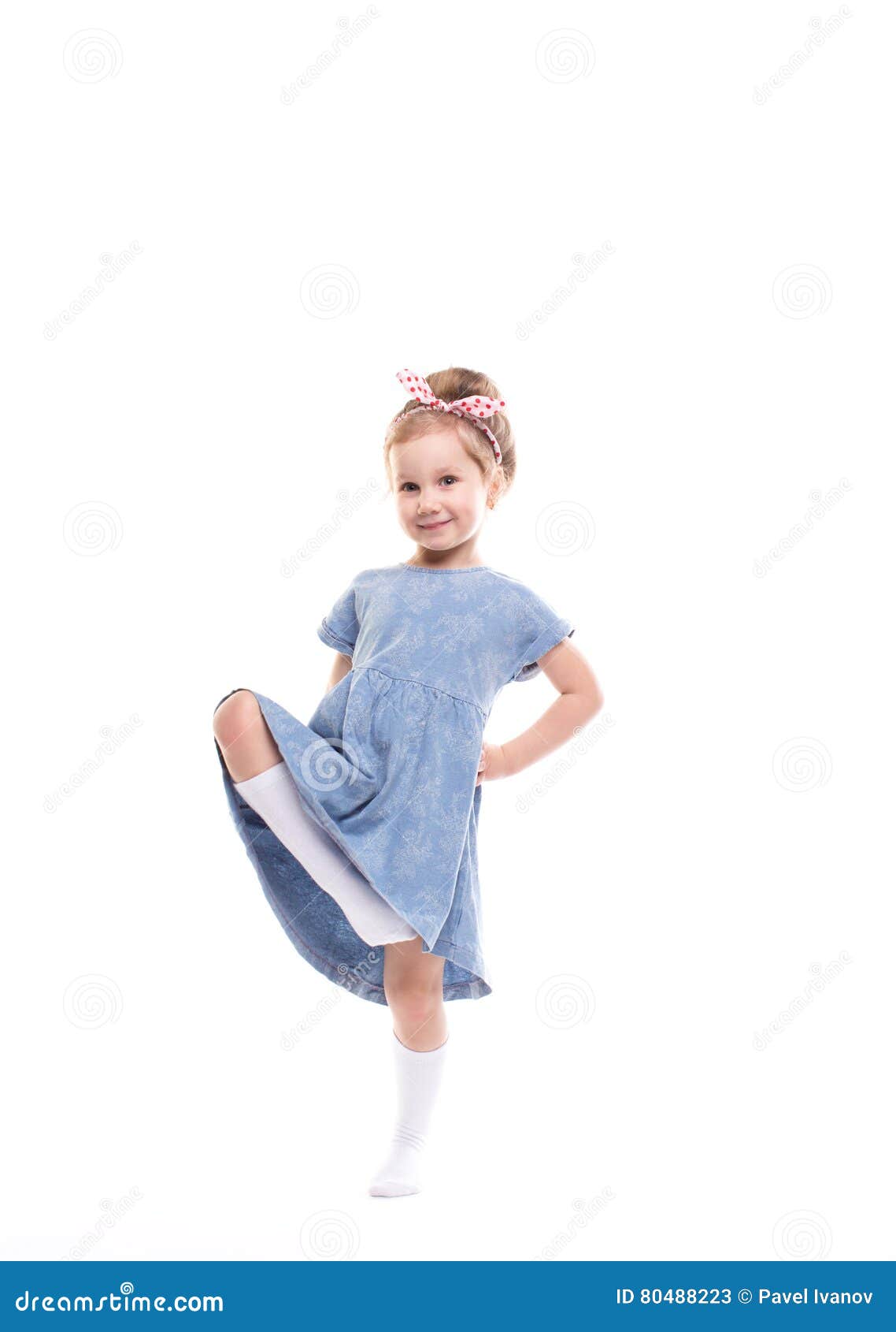 Little Girl Posing on a White. Stock Image - Image of child, little ...