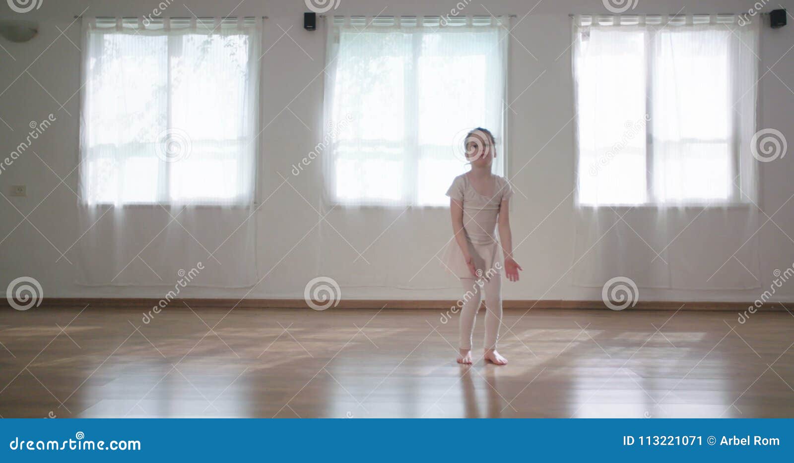Little Girl Dancing Alone in a Studio Stock Video - Video of elegance ...