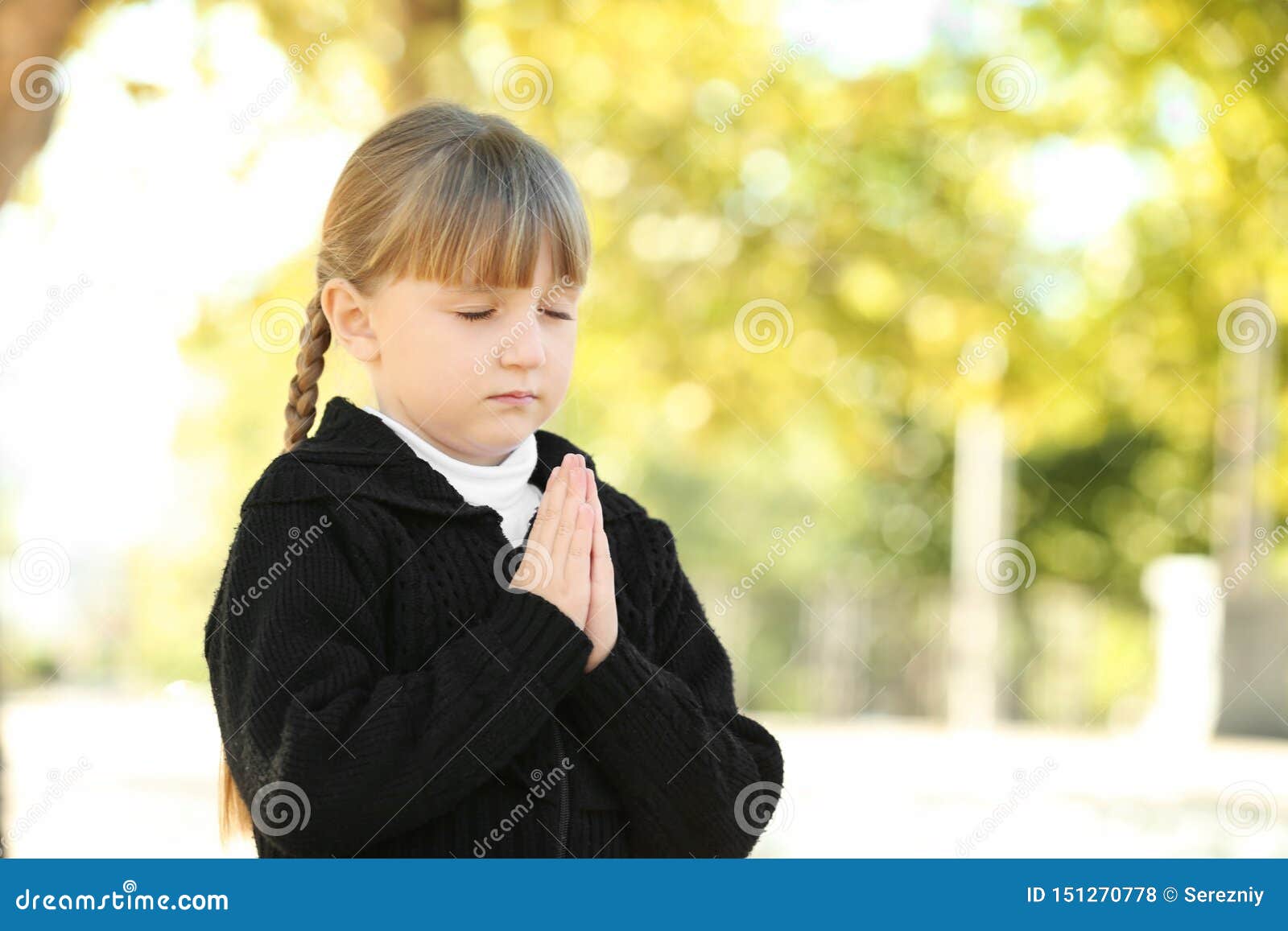 Little Girl Praying Outdoors Stock Photo - Image of christian, bless ...
