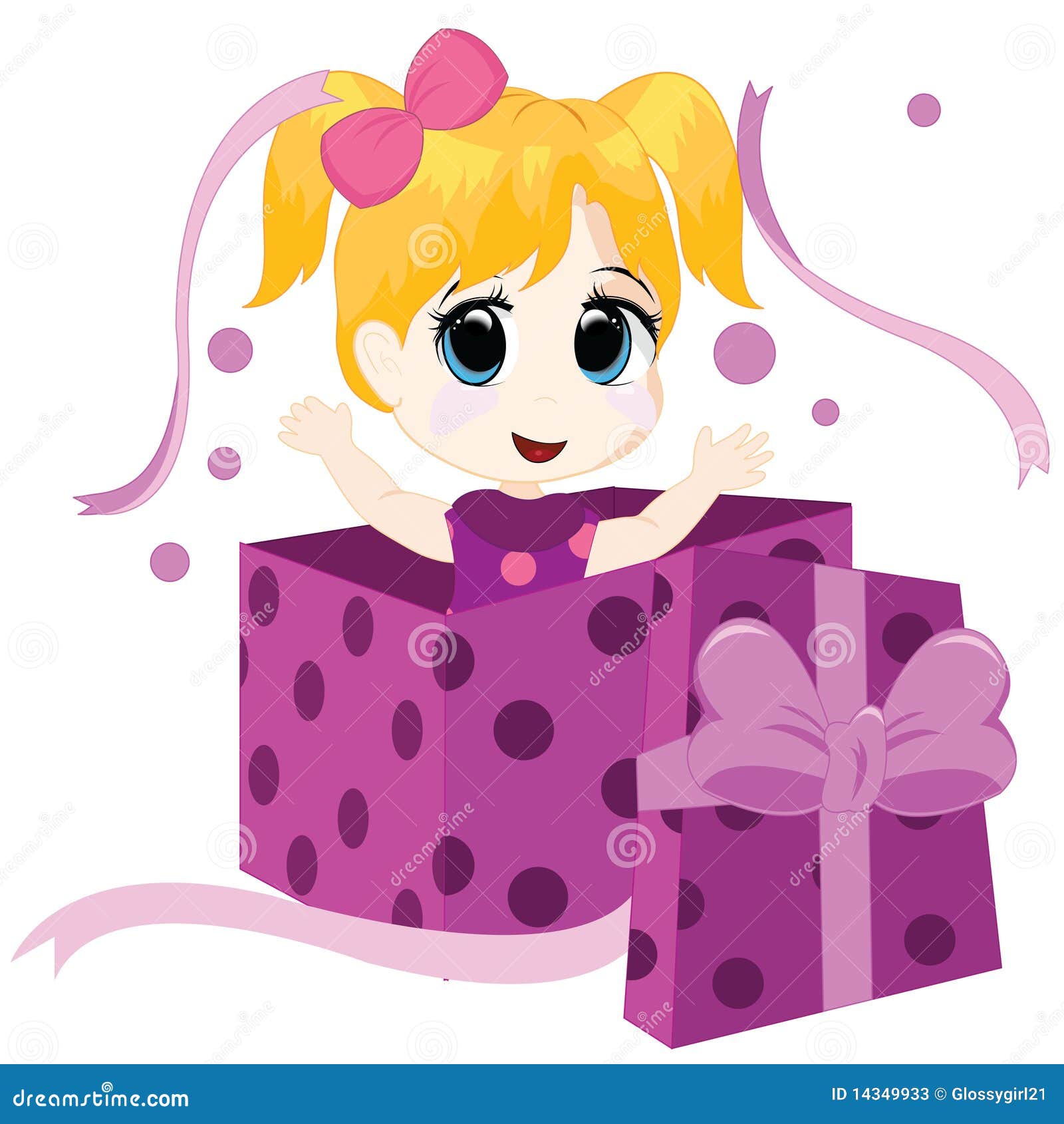 Little Girl in a Present Box Stock Vector - Illustration of concept ...