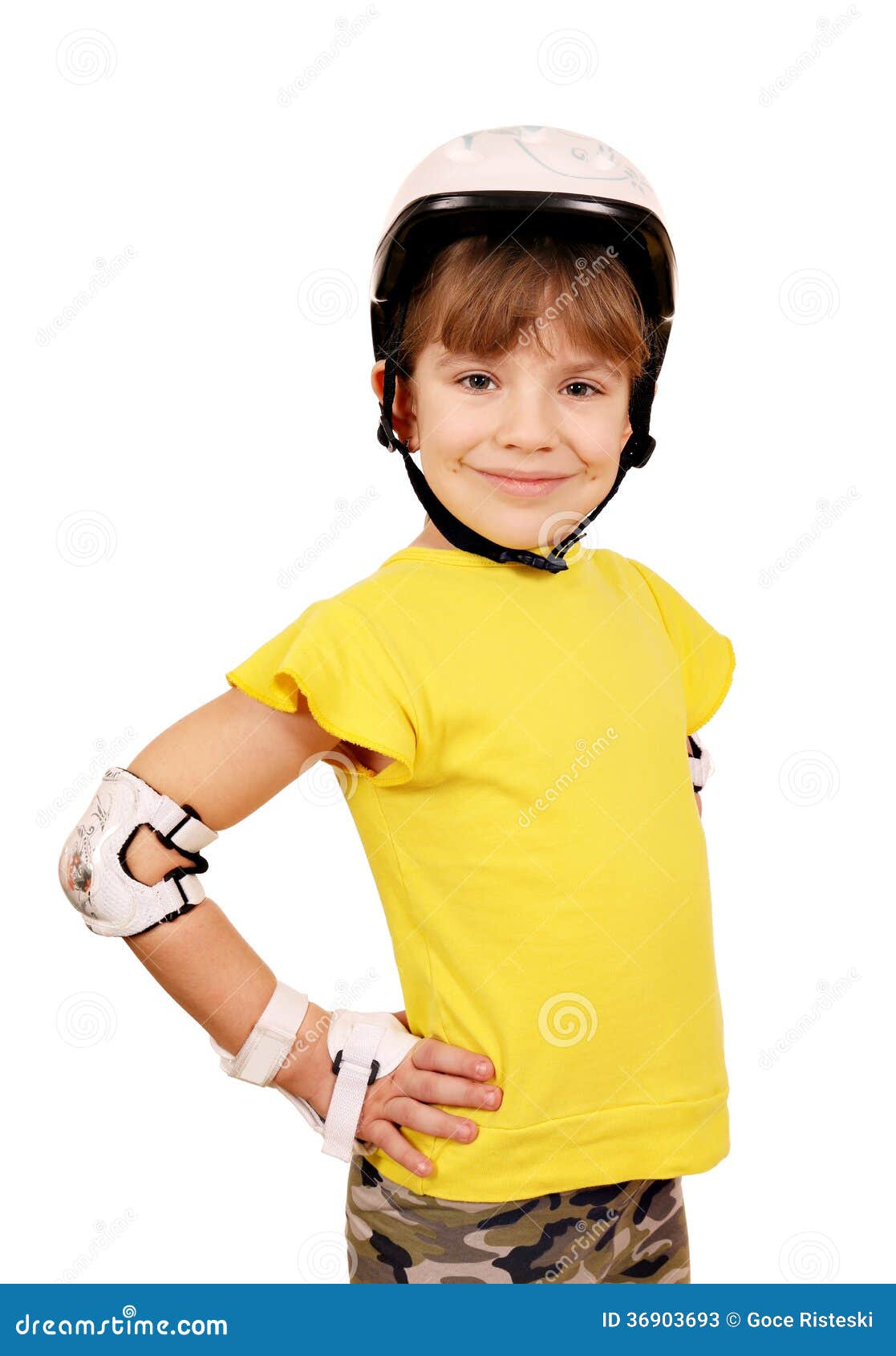 Little Girl with Protective Gear Stock Image - Image of happiness ...