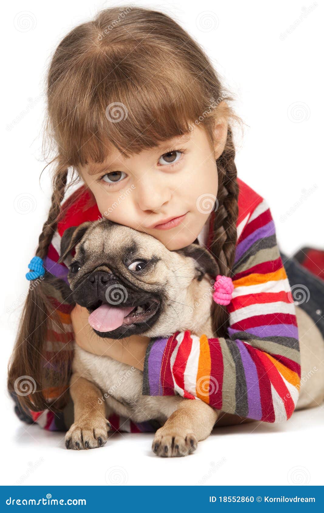 Little Girl And The Pug-dog Stock Photo - Image: 18552860