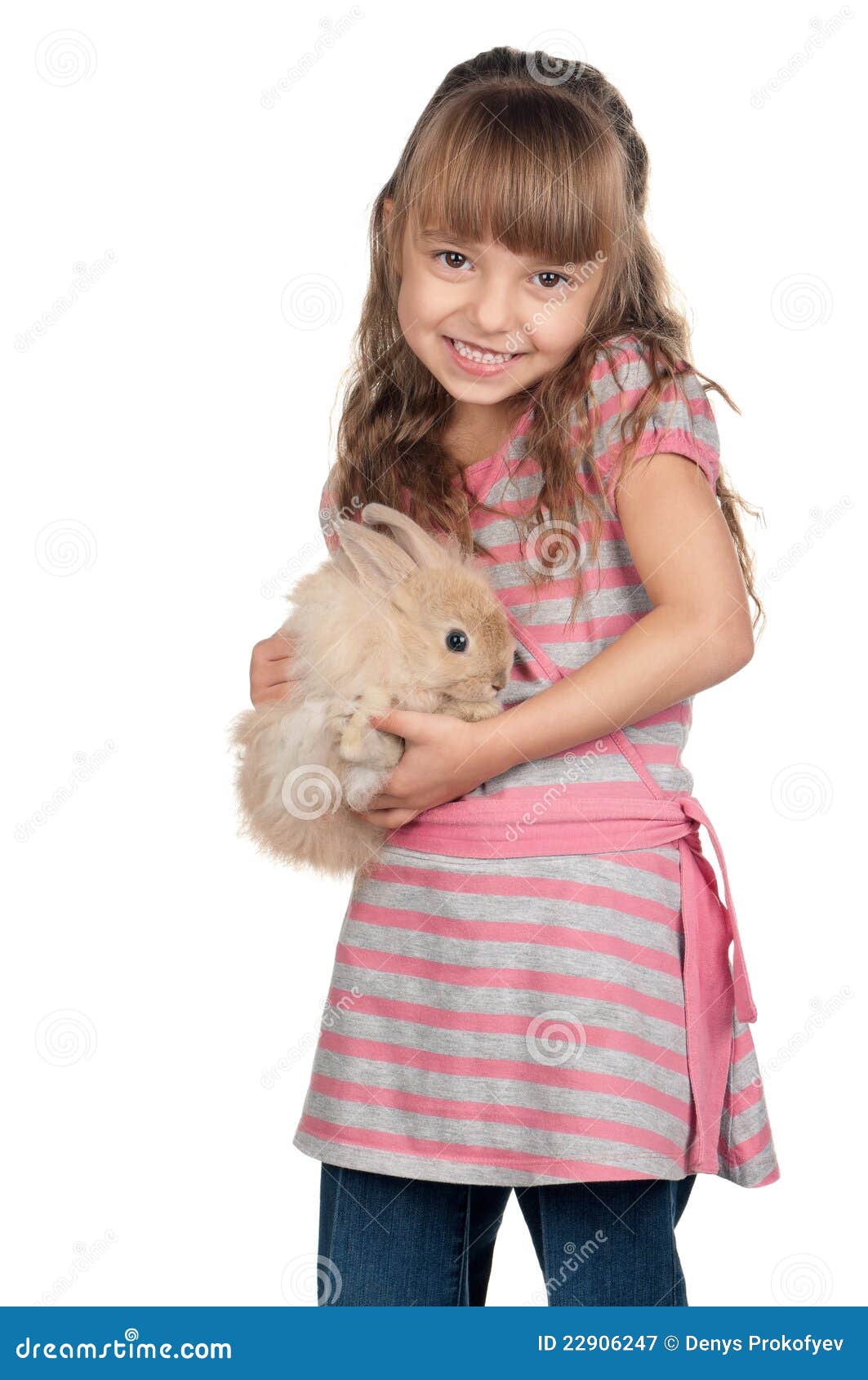 Little girl with rabbit stock image. Image of friendly - 22906247