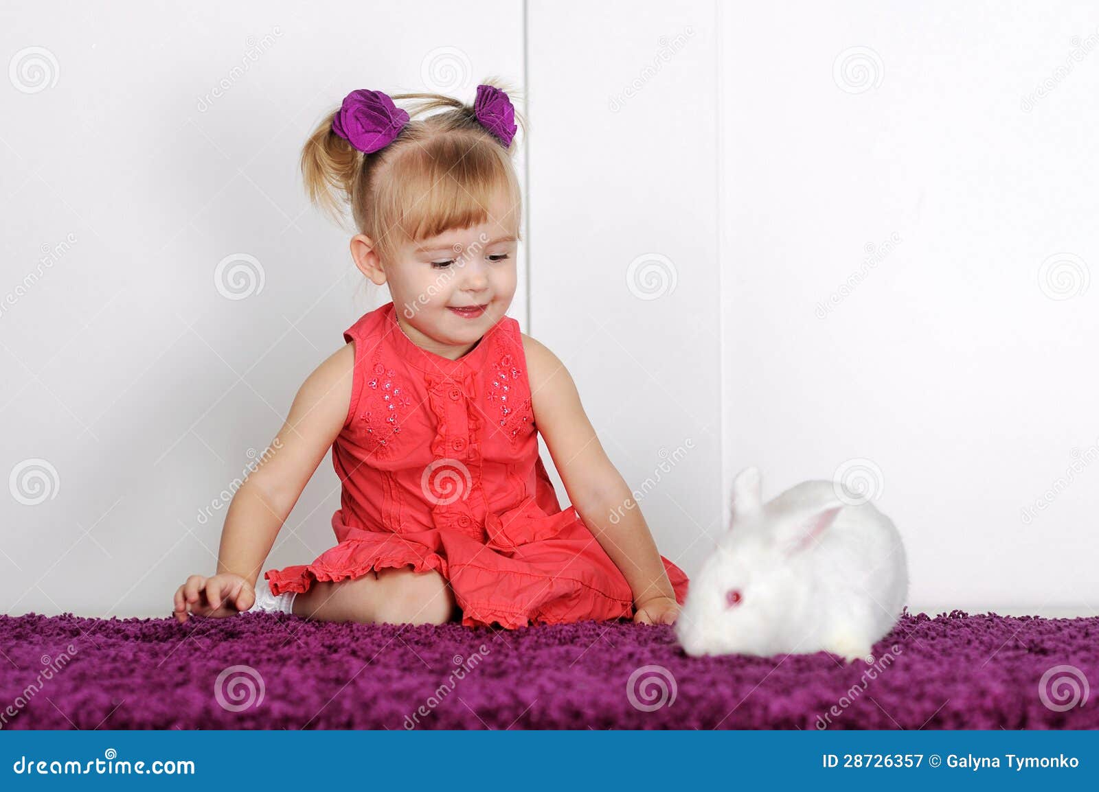 Little girl and rabbit stock image. Image of baby, happy - 28726357