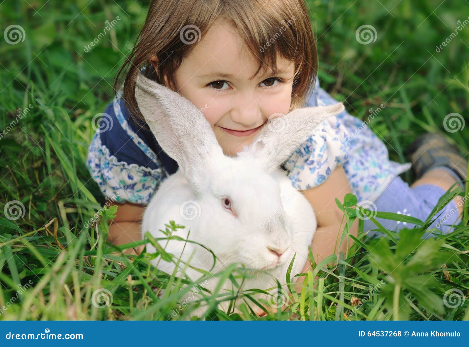 Little girl with rabbit stock photo. Image of childhood - 64537268
