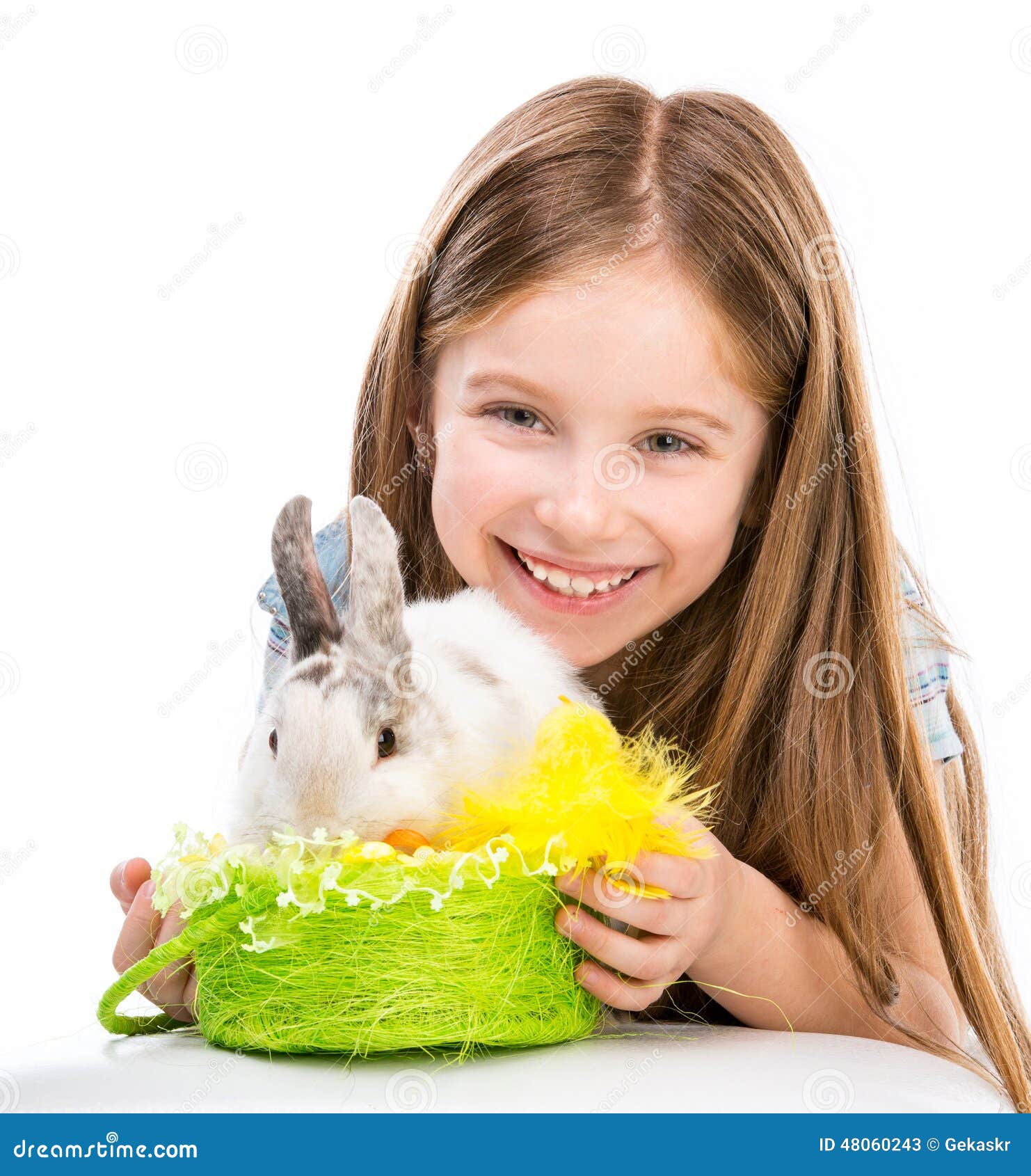 Little girl with rabbit stock image. Image of beautiful - 48060243