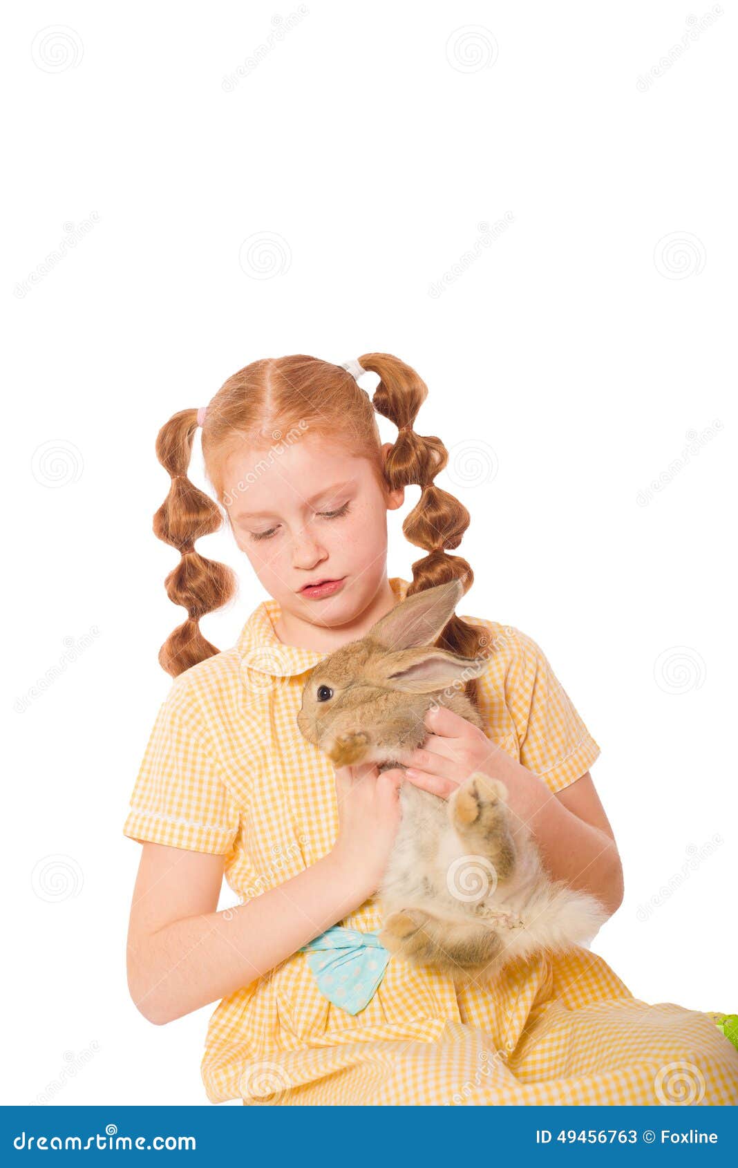 Little Girl with Rabbit in Hands Stock Image - Image of beautiful ...