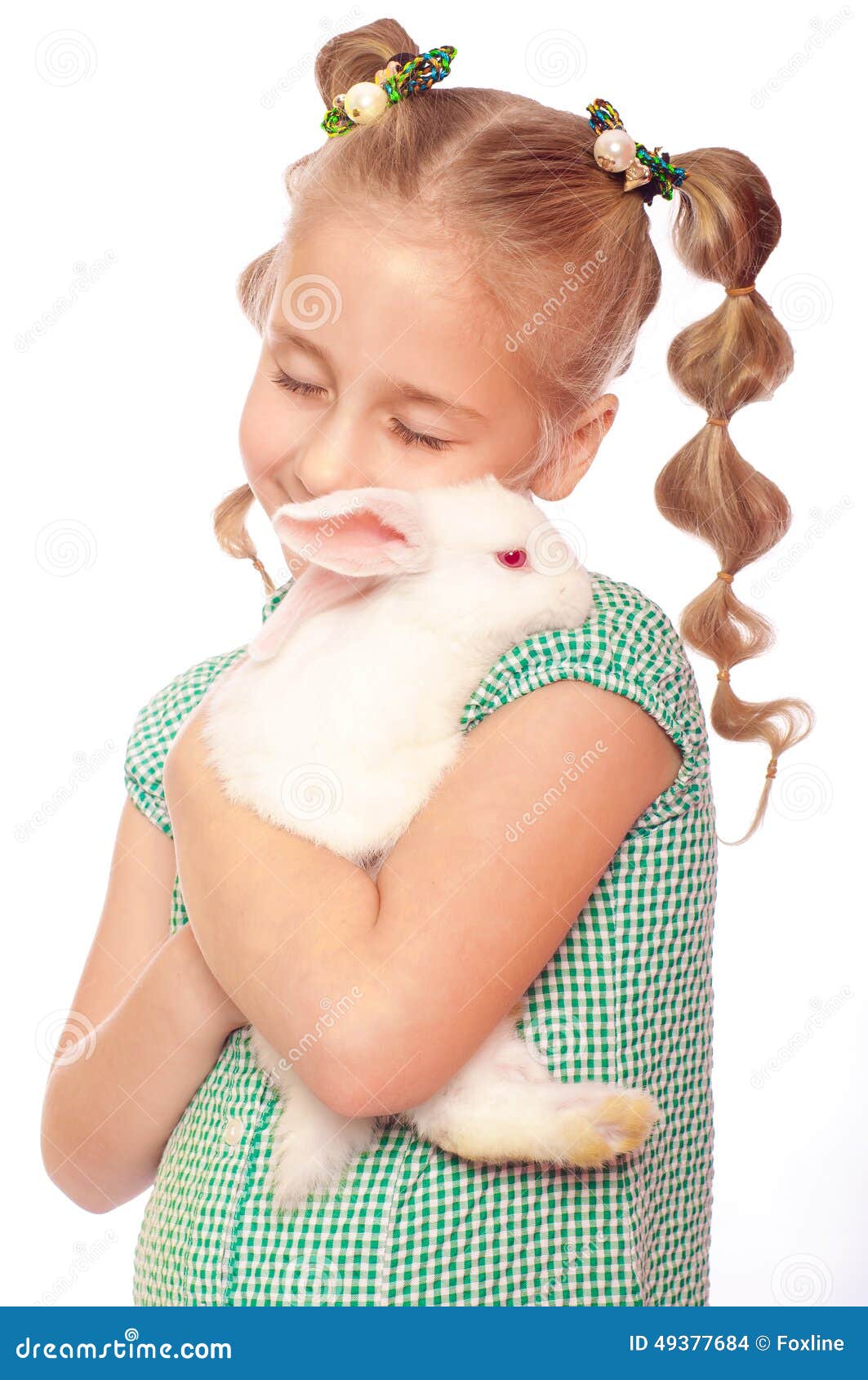 Little Girl with Rabbit in Hands Stock Photo - Image of caucasian ...