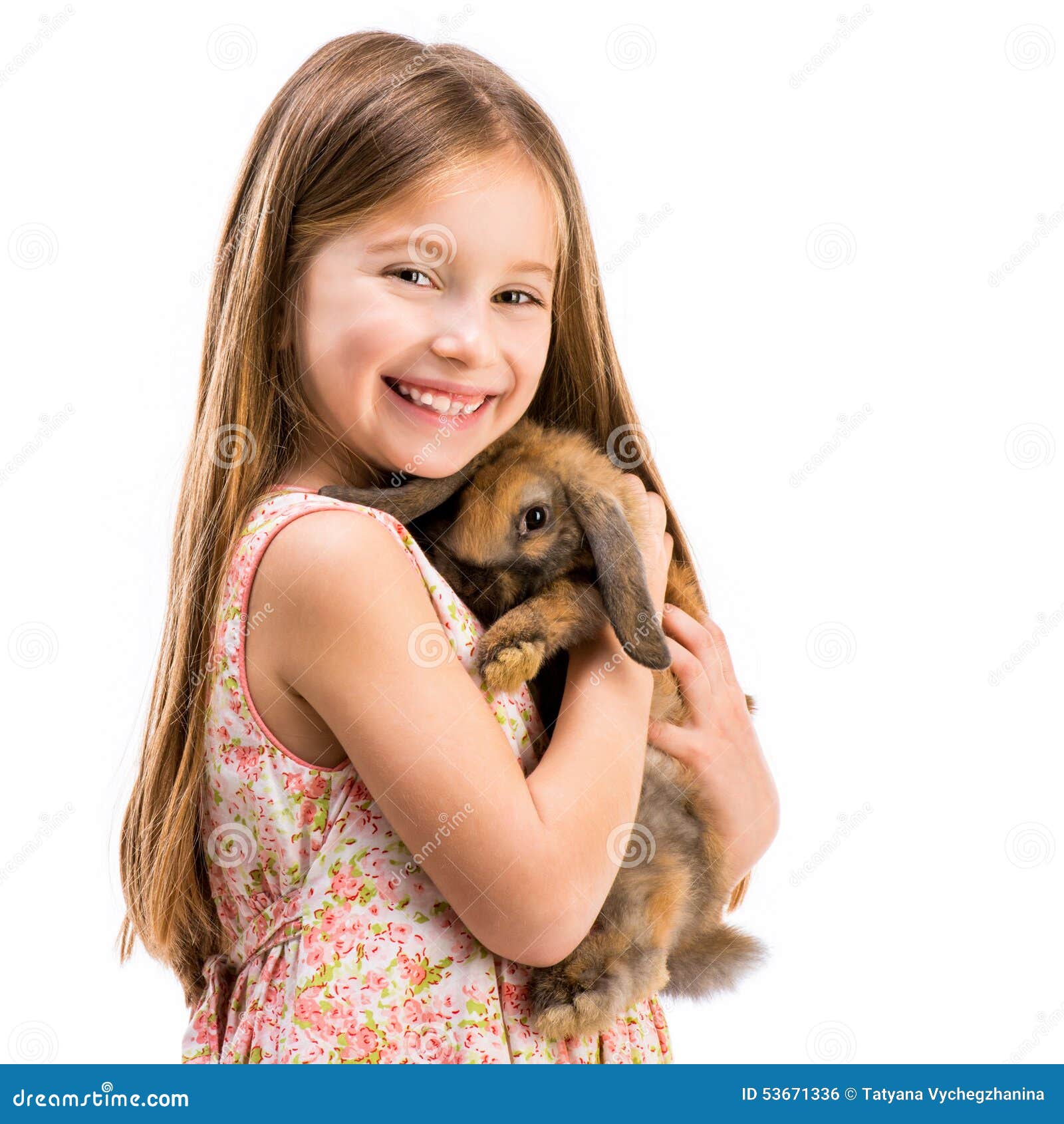 Little girl with a rabbit stock photo. Image of cute - 53671336