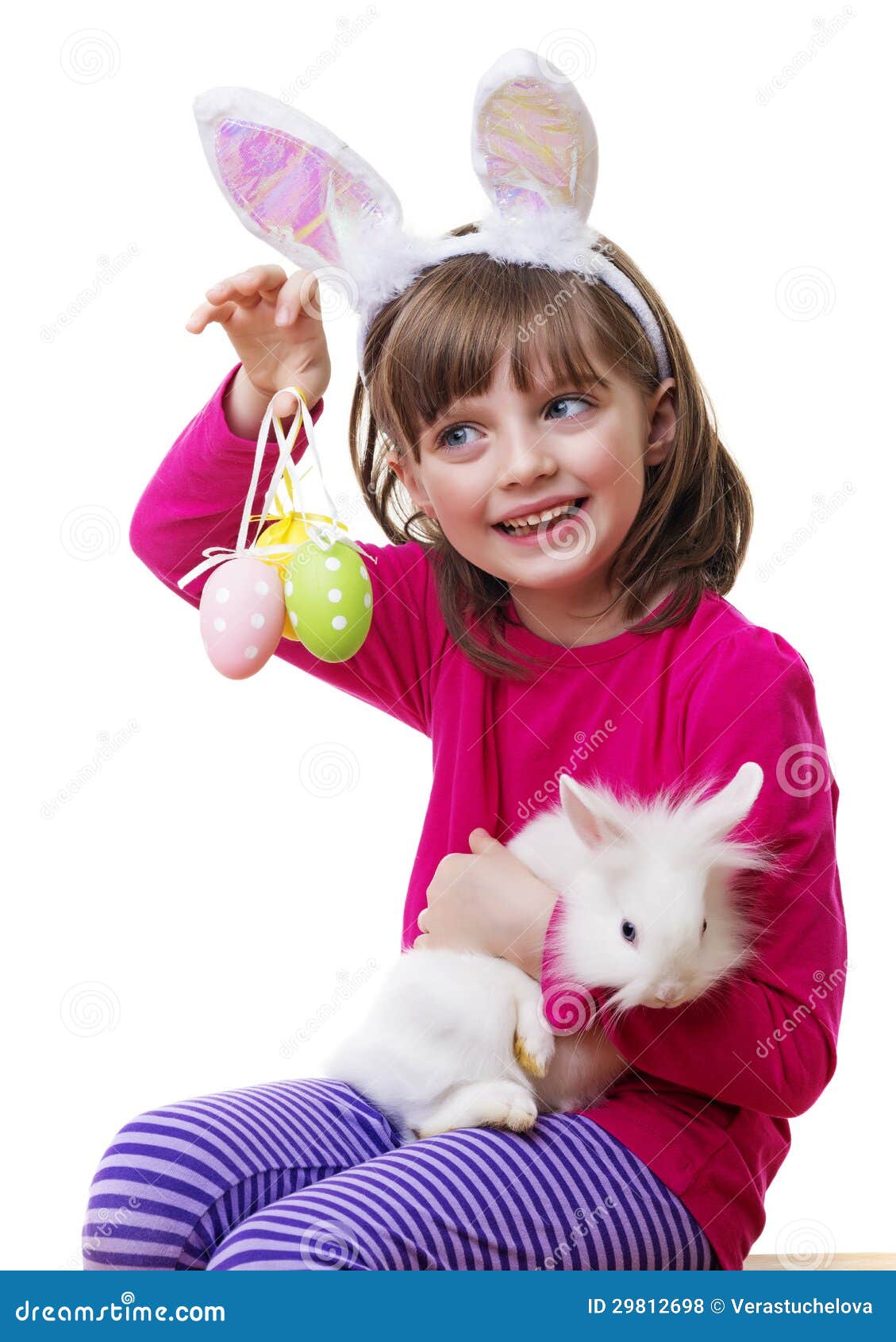 Little Girl with Easter Rabbit Mask Stock Photo - Image of friendly ...