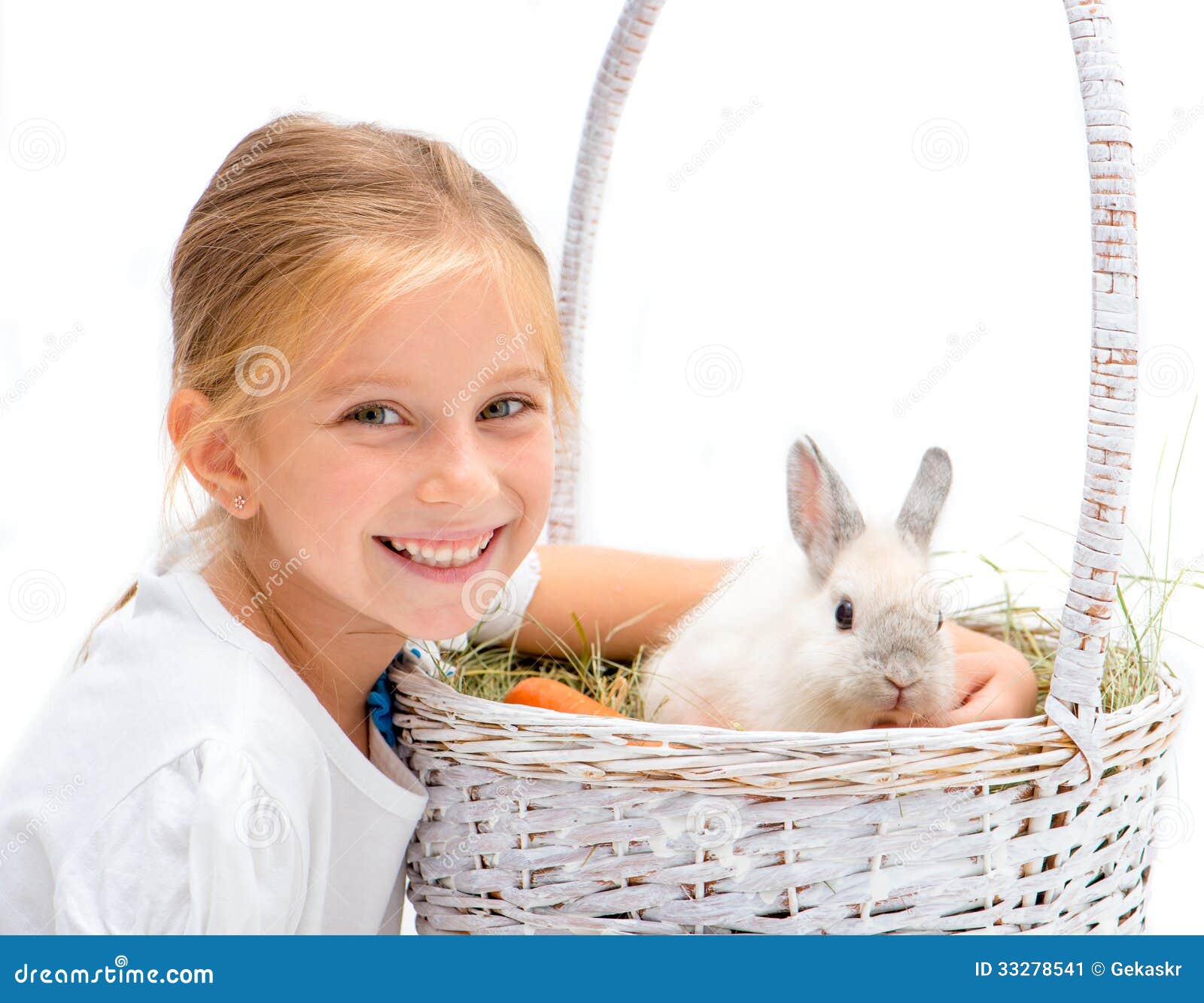 Little girl with a rabbit stock image. Image of white - 33278541