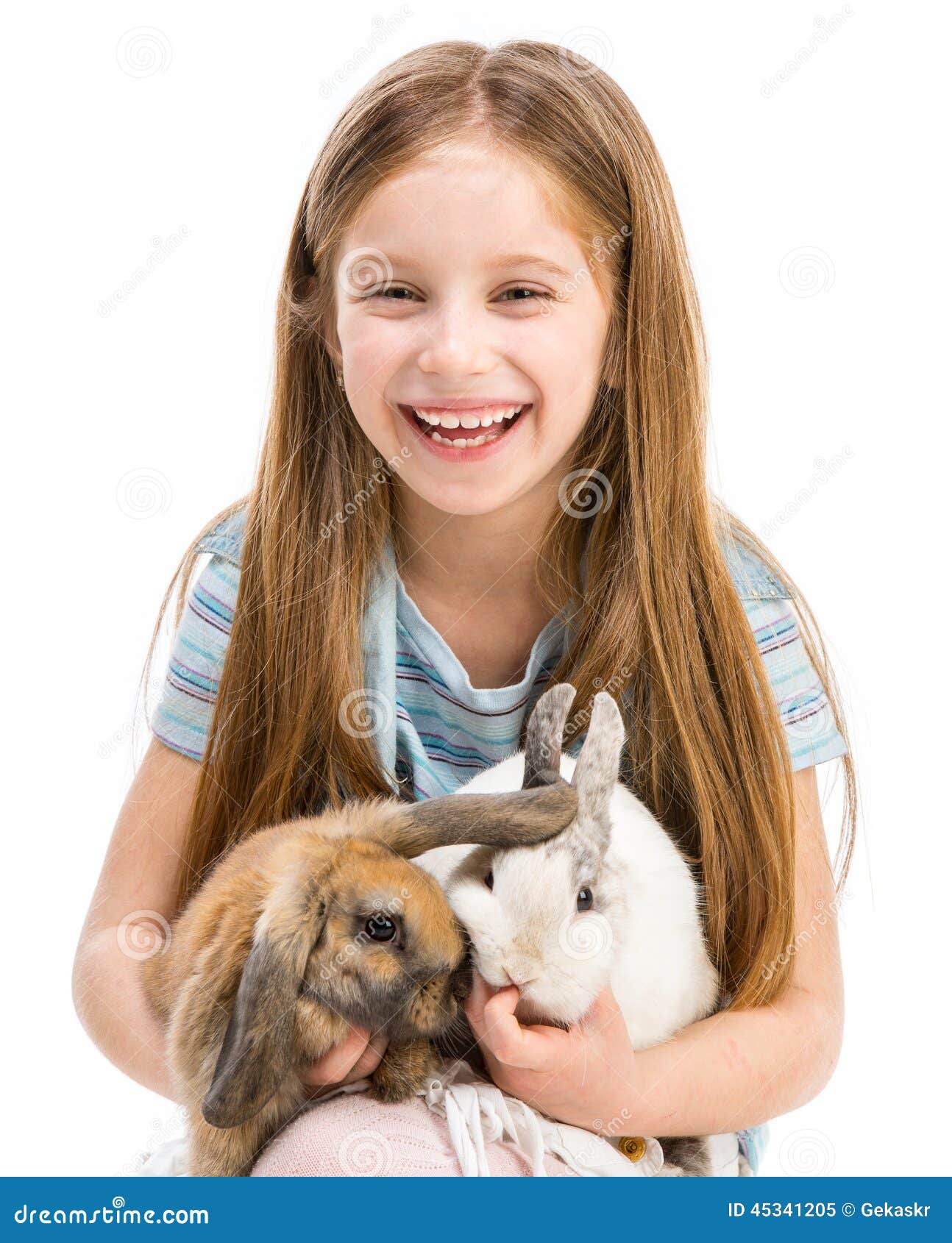 Little girl with rabbits stock image. Image of easter - 45341205
