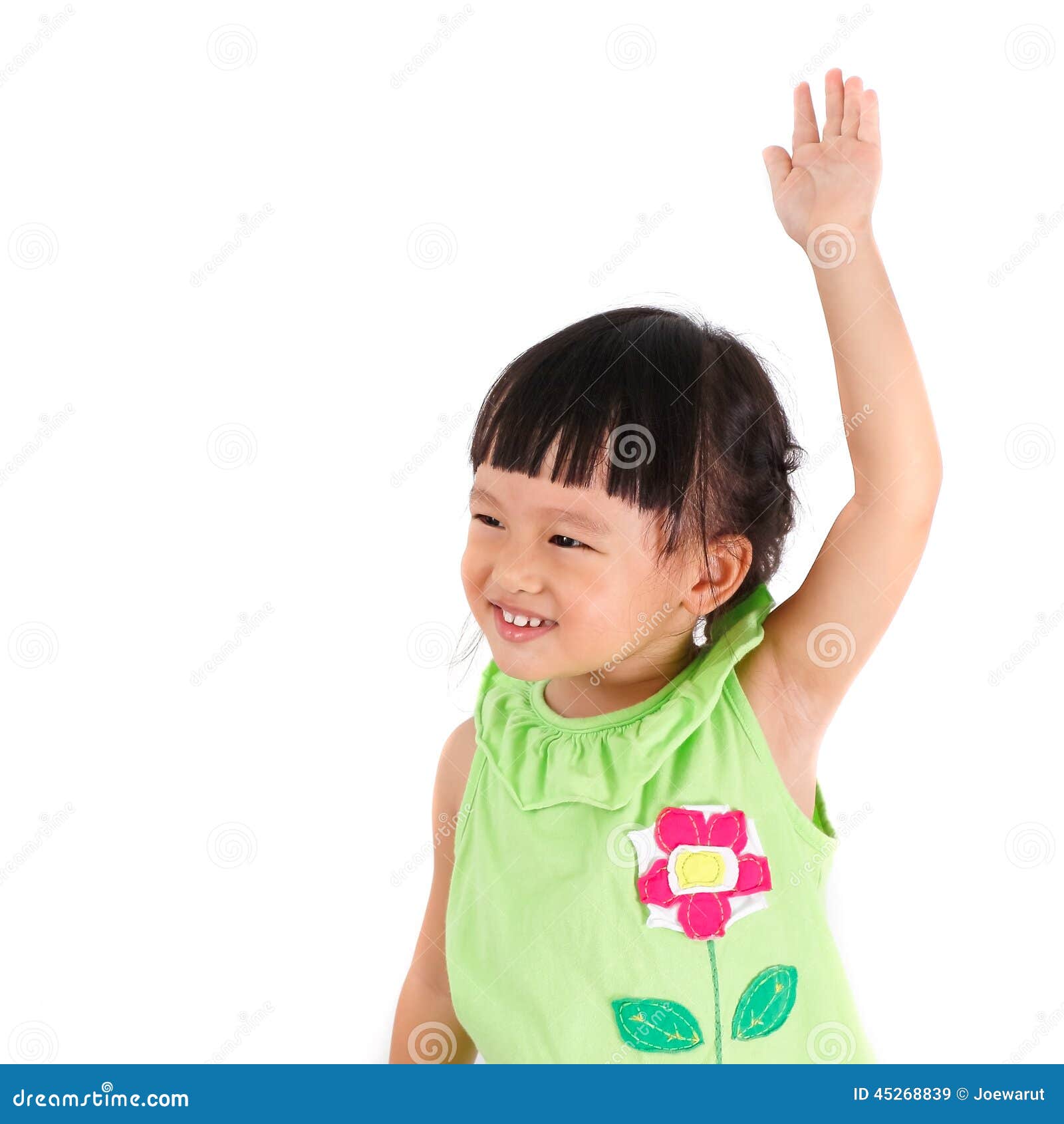 Little Girl Raise Left Hand Stock Image - Image of left, education ...