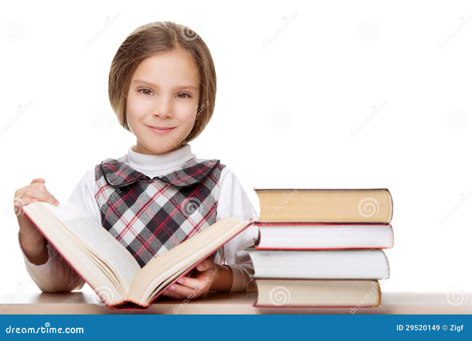 Little Girl Reading Big Book Stock Image - Image of education, people ...