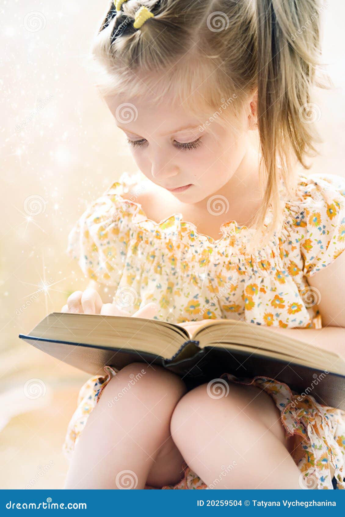 Little girl reading book stock photo. Image of baby, curious - 20259504