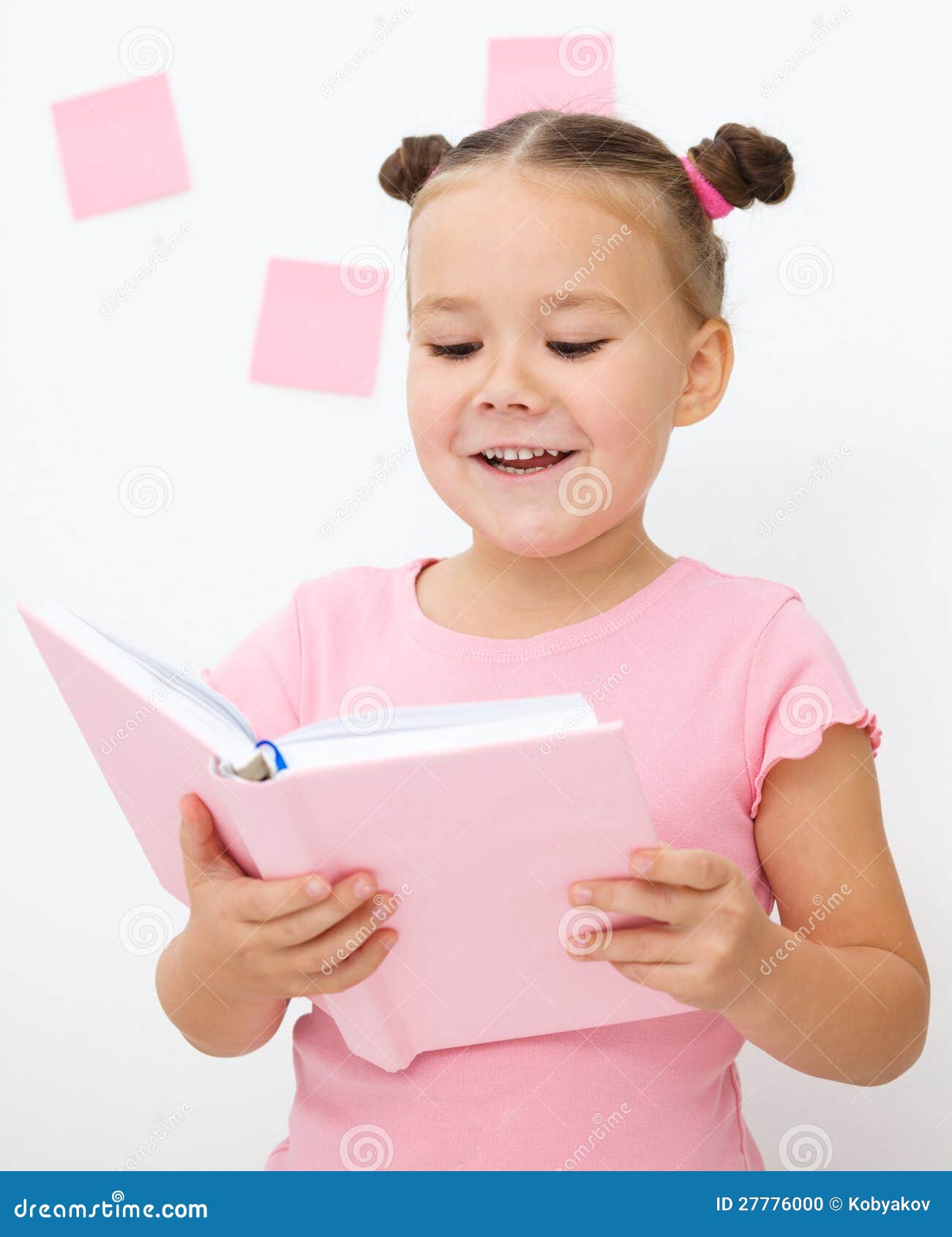 Little Girl is Reading a Book Stock Photo - Image of cute, preschool ...