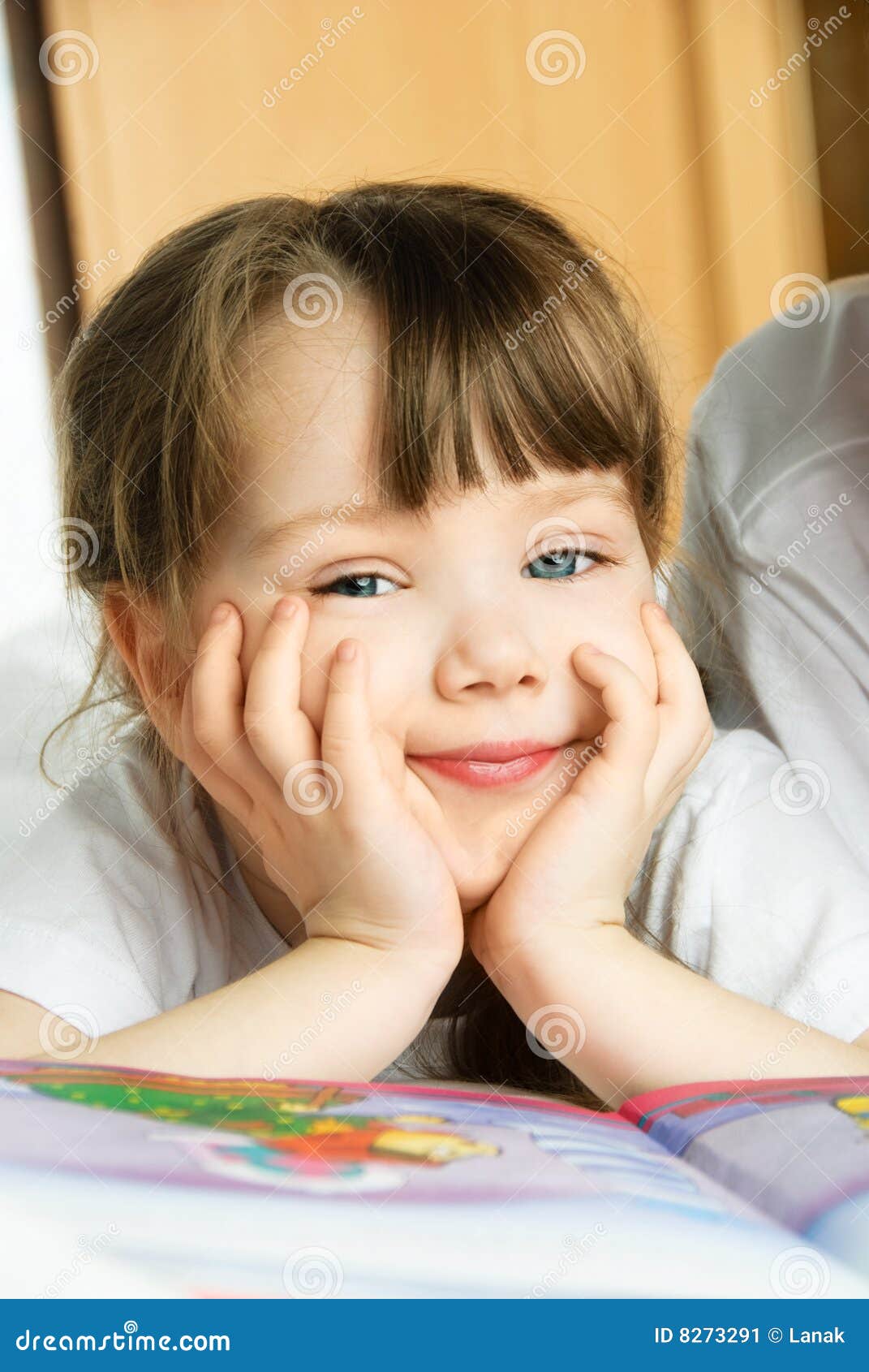 Little girl reading a book stock image. Image of happy - 8273291