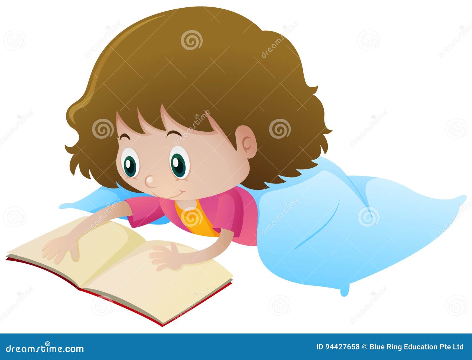 Little Girl Reading Book Alone Stock Vector - Illustration of character ...