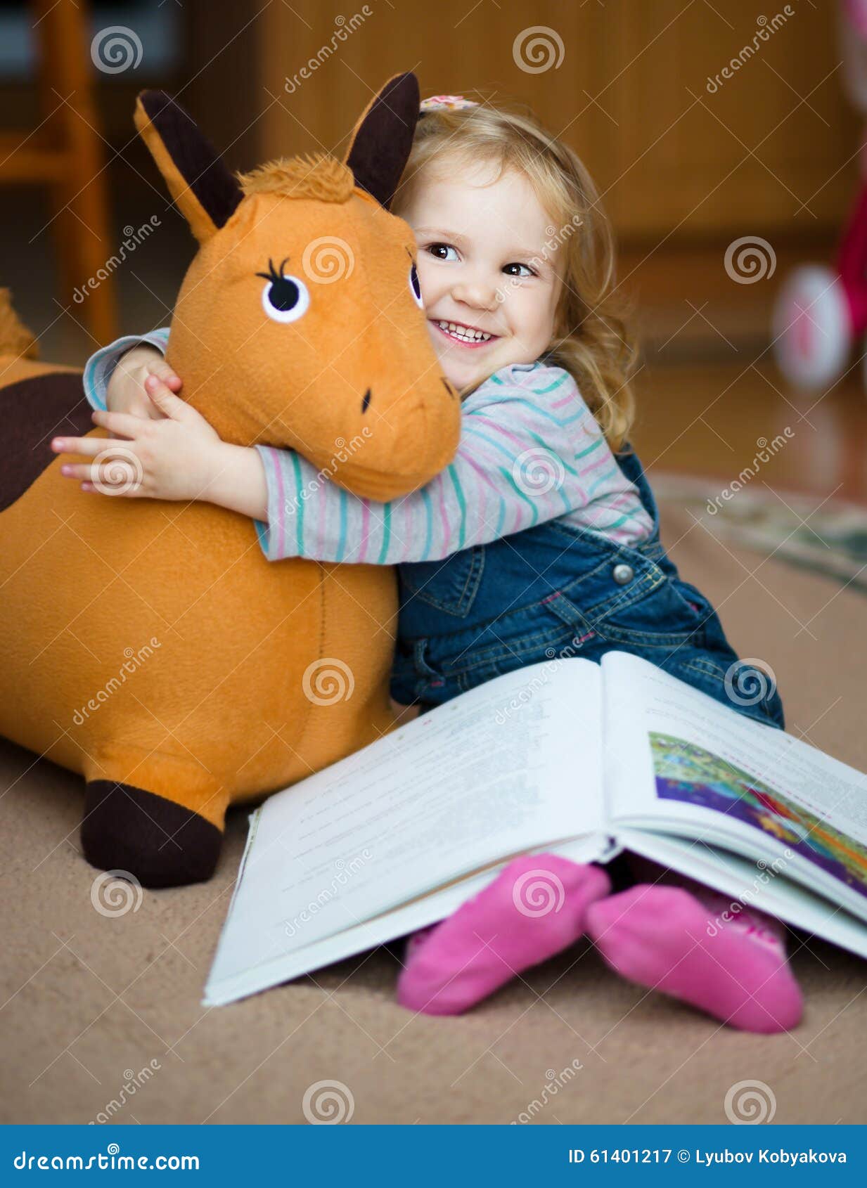 Little girl reading book stock image. Image of happy - 61401217