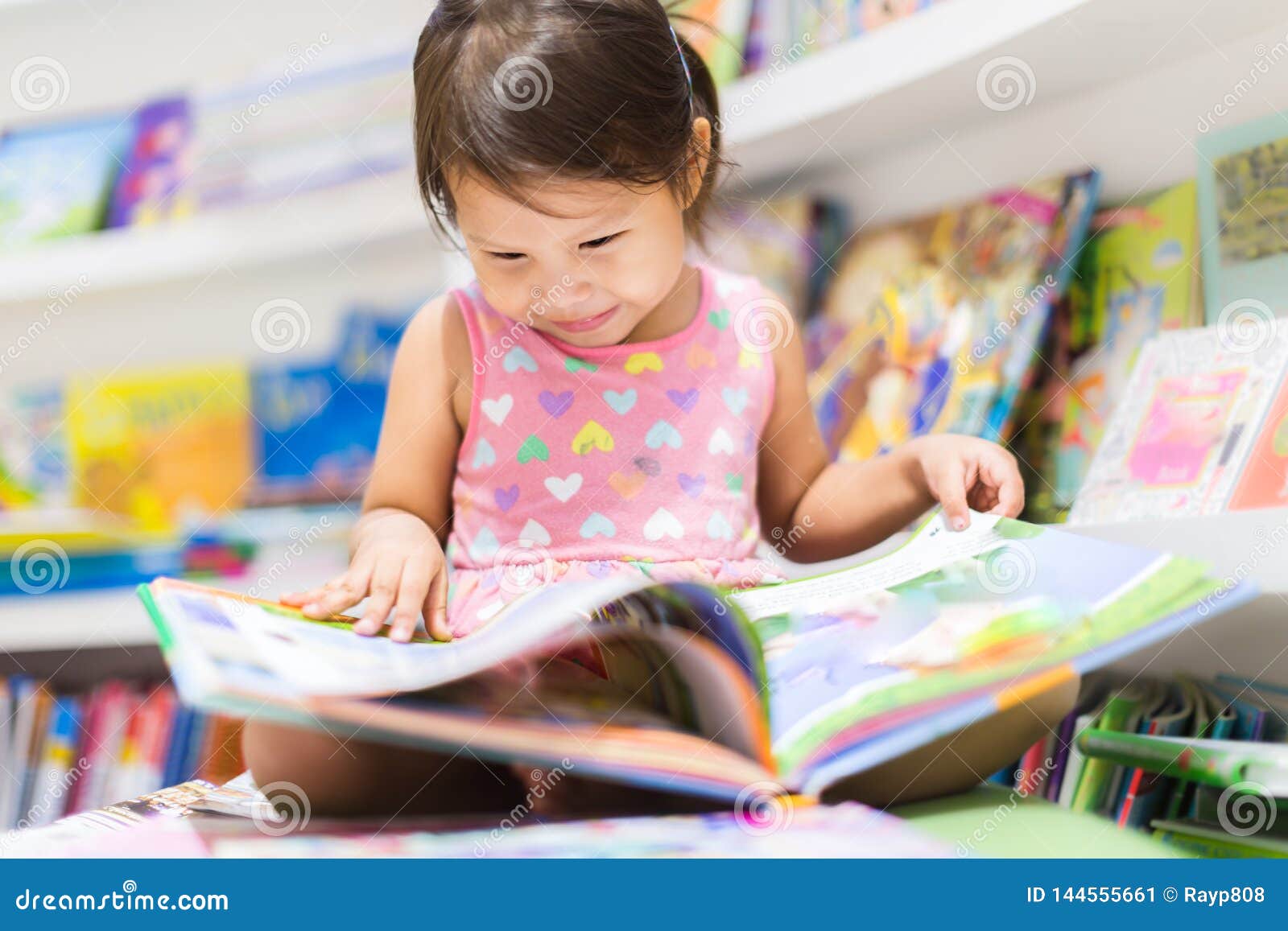 Little Girl Reading a Book. Education Stock Image - Image of colorful ...