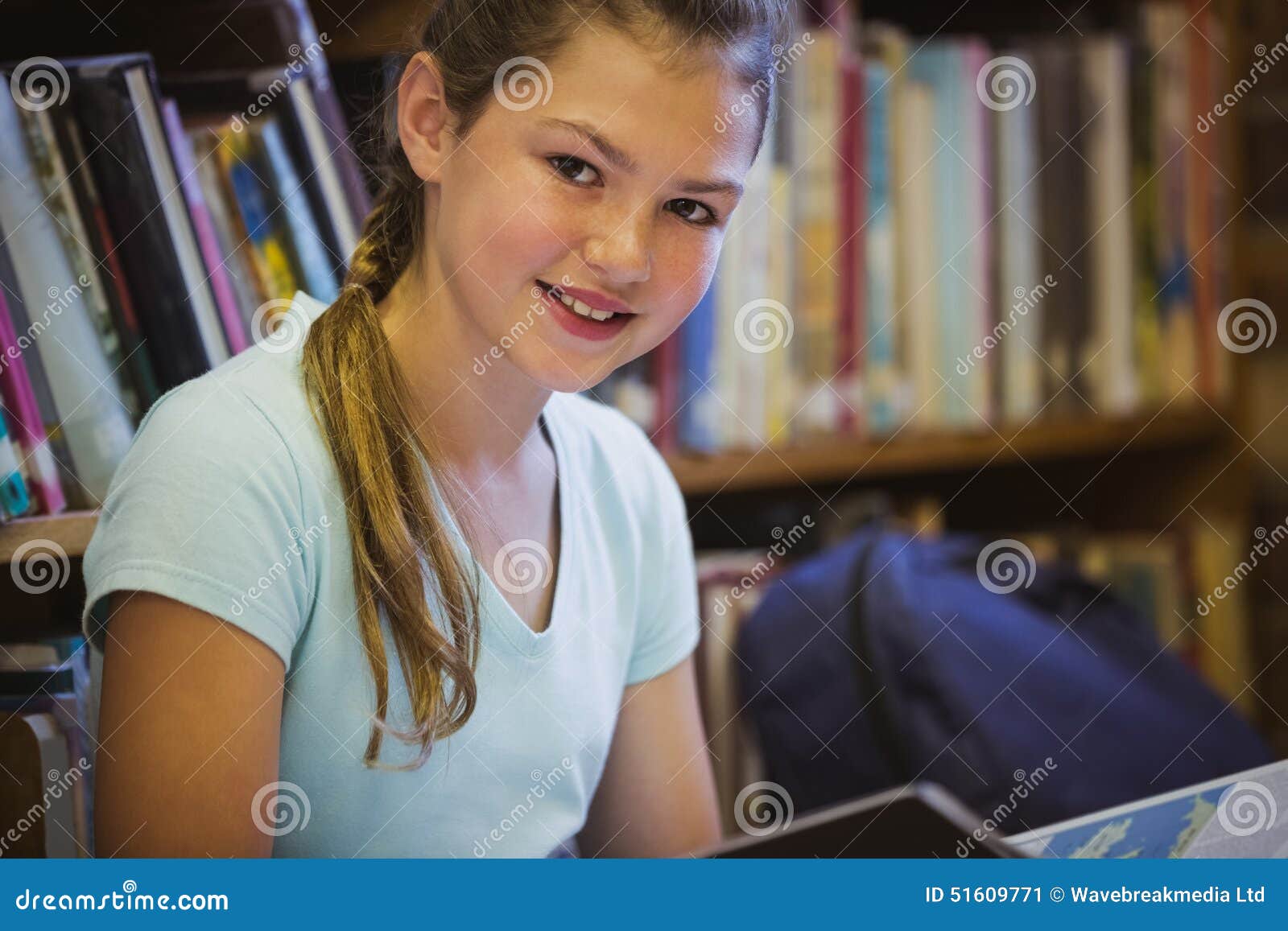 Little Girl Reading on Library Floor Stock Image - Image of learning ...