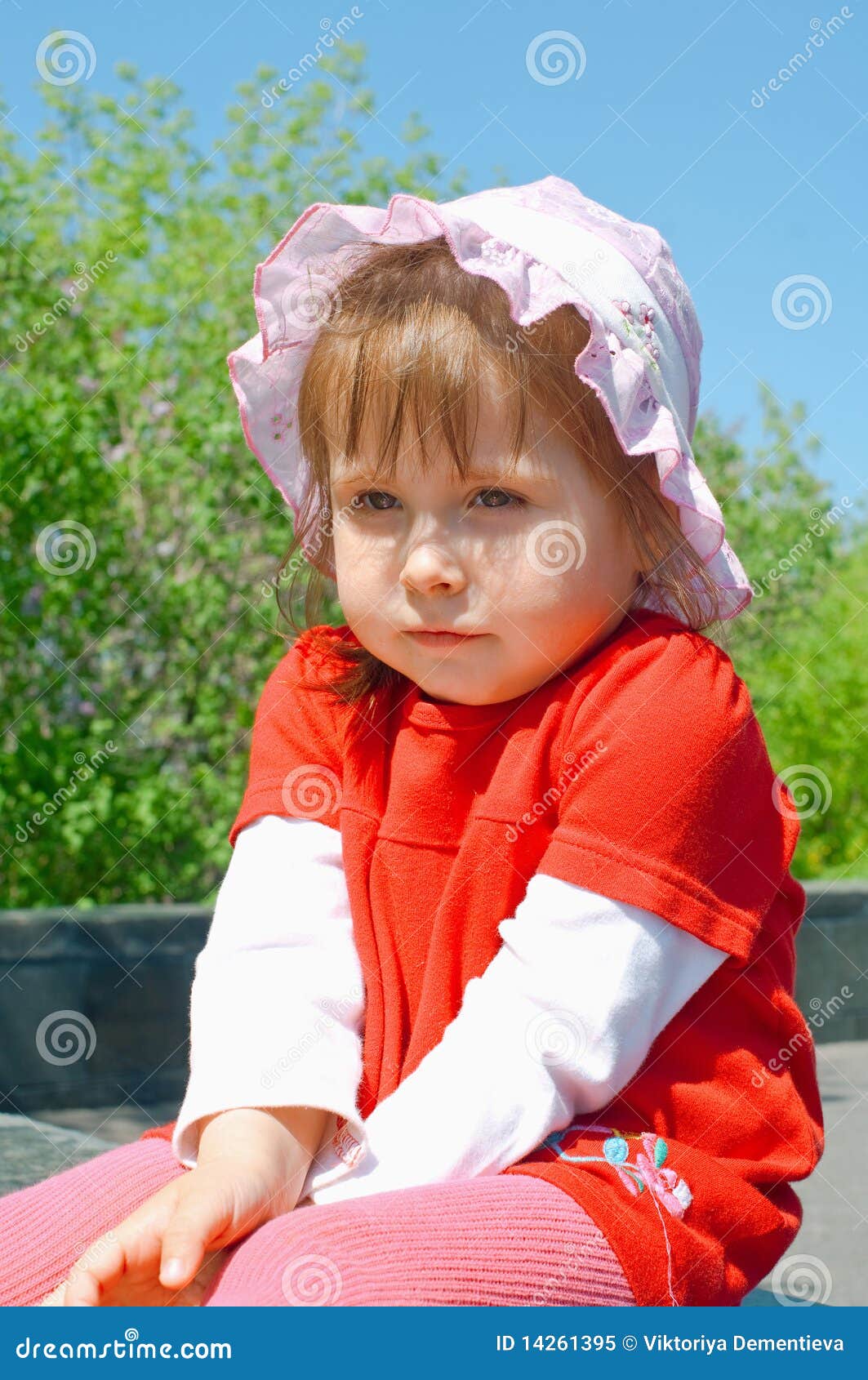 Little girl in red stock image. Image of portrait, female - 14261395