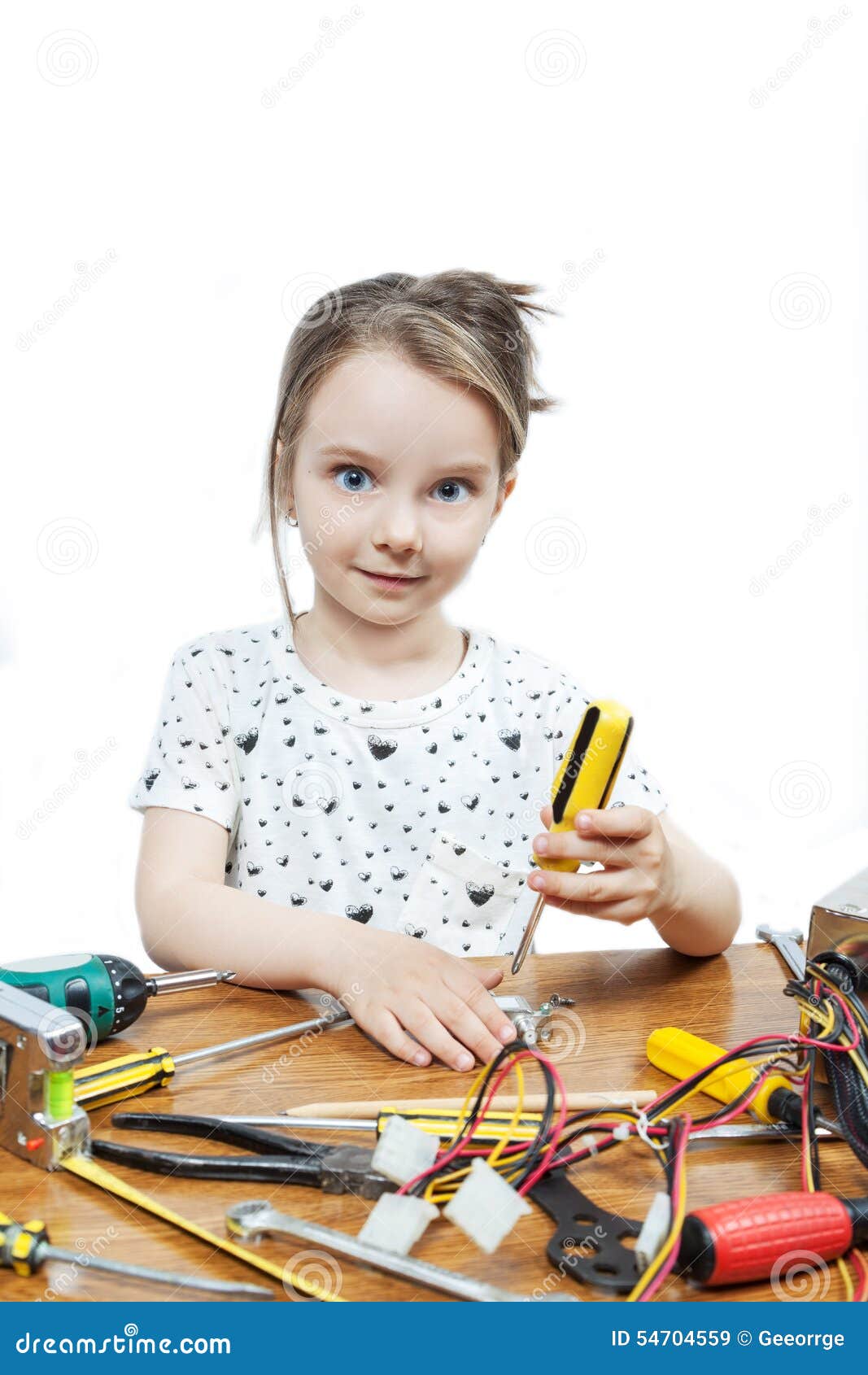 Little Girl Repair a Computer Component Stock Image - Image of fixing ...
