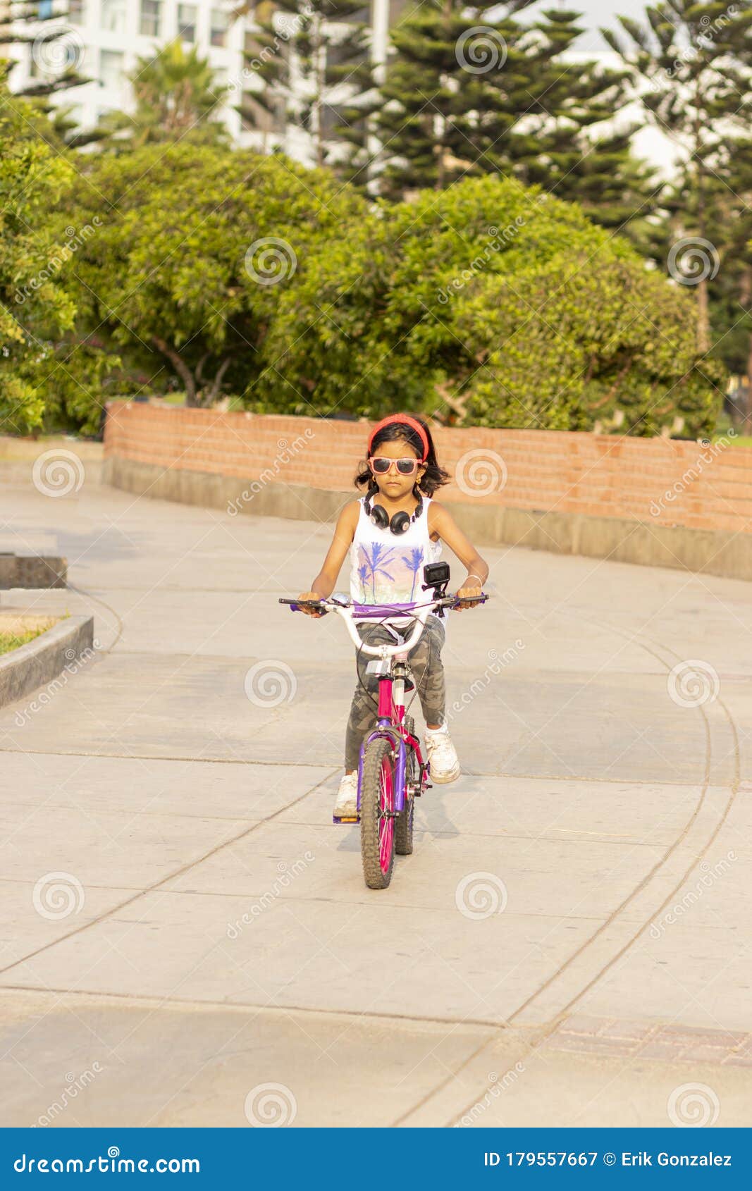 Little Girl Riding Bicycle in the Park Stock Image - Image of joyful ...