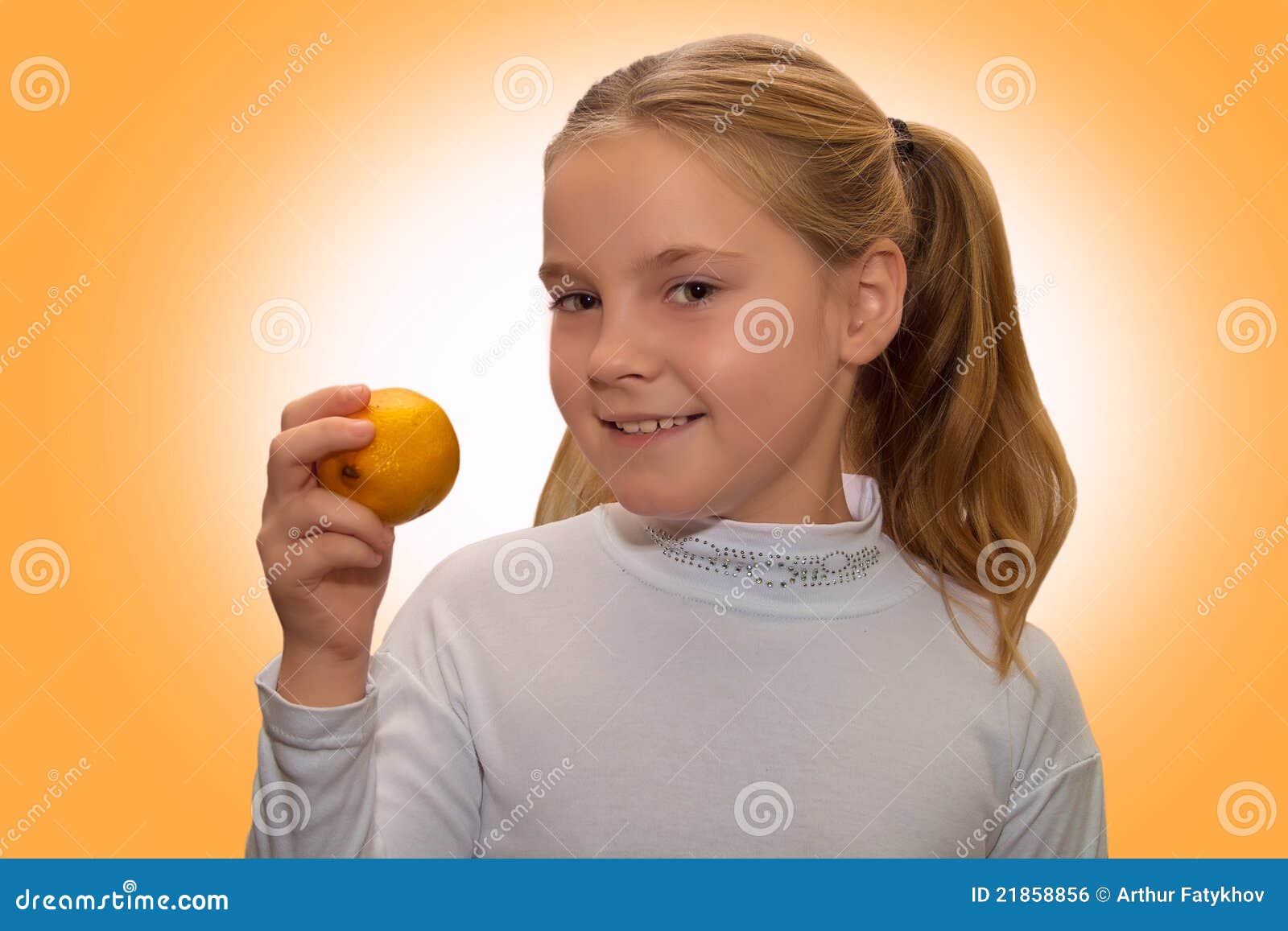 Little Girl with Ripe Lemon Stock Photo - Image of relish, young: 21858856