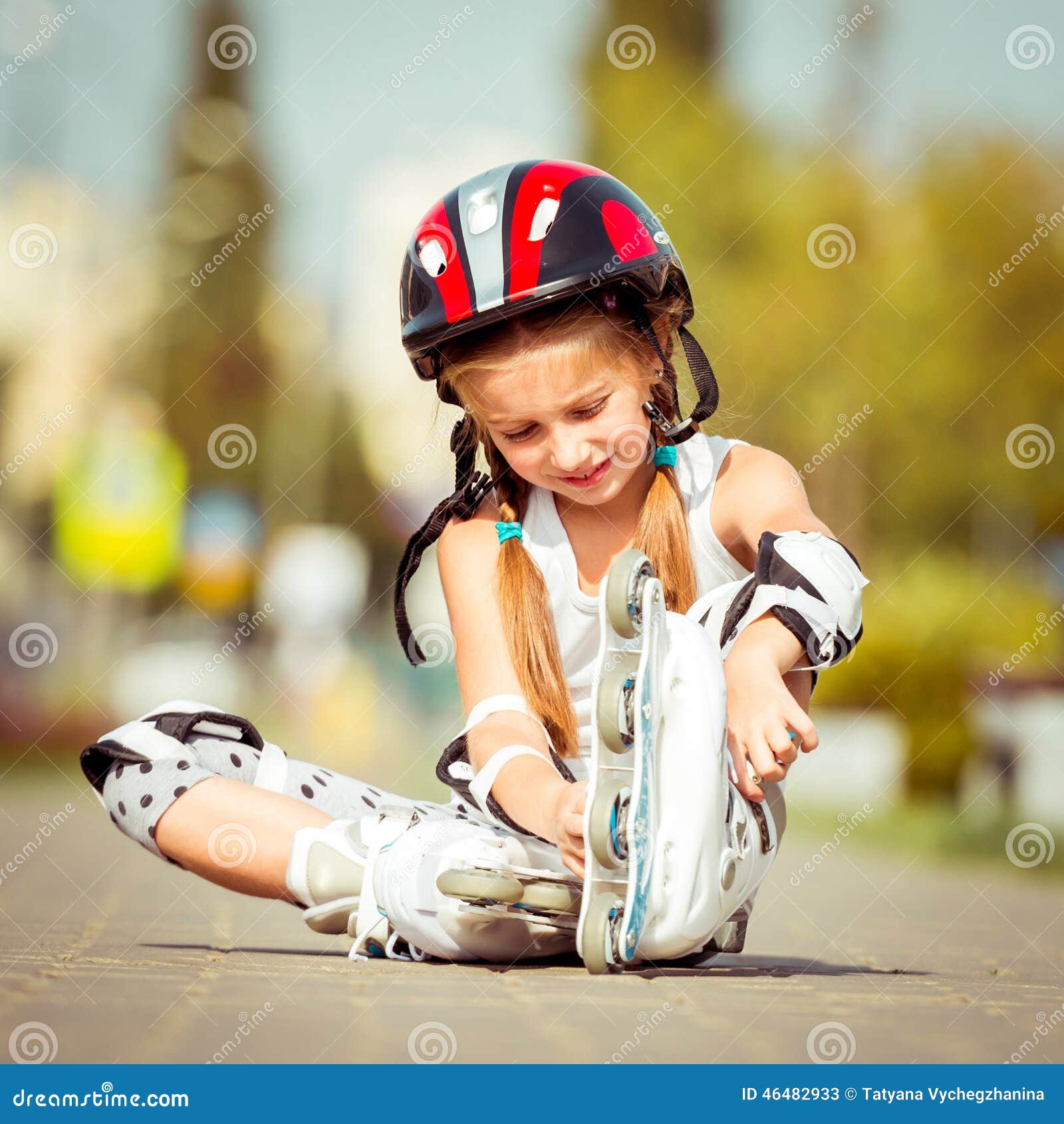 Little girl rollerblading stock image. Image of leisure - 46482933